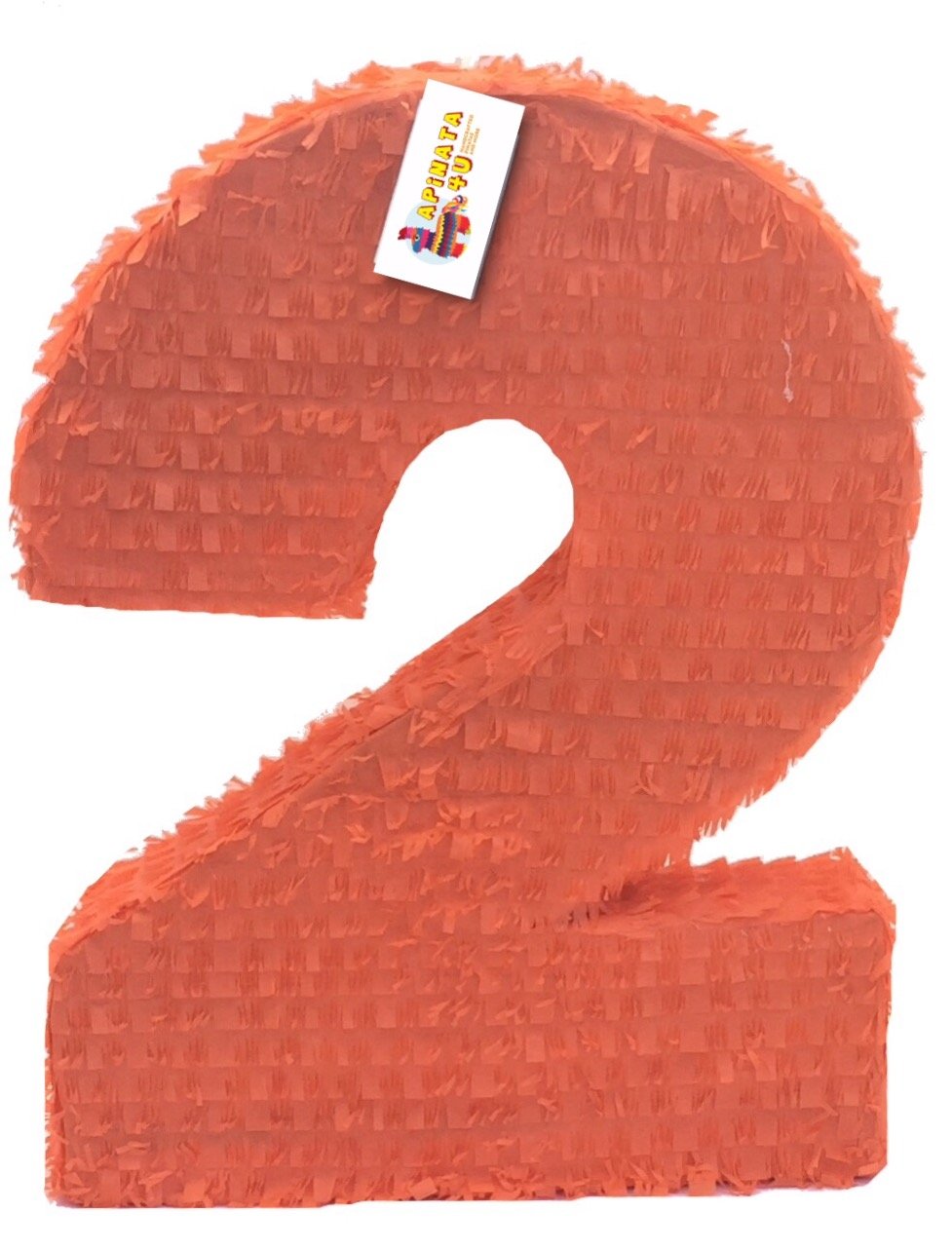 APINATA4U 20" Tall Solid Orange Number Two Piñata Second Birthday ...