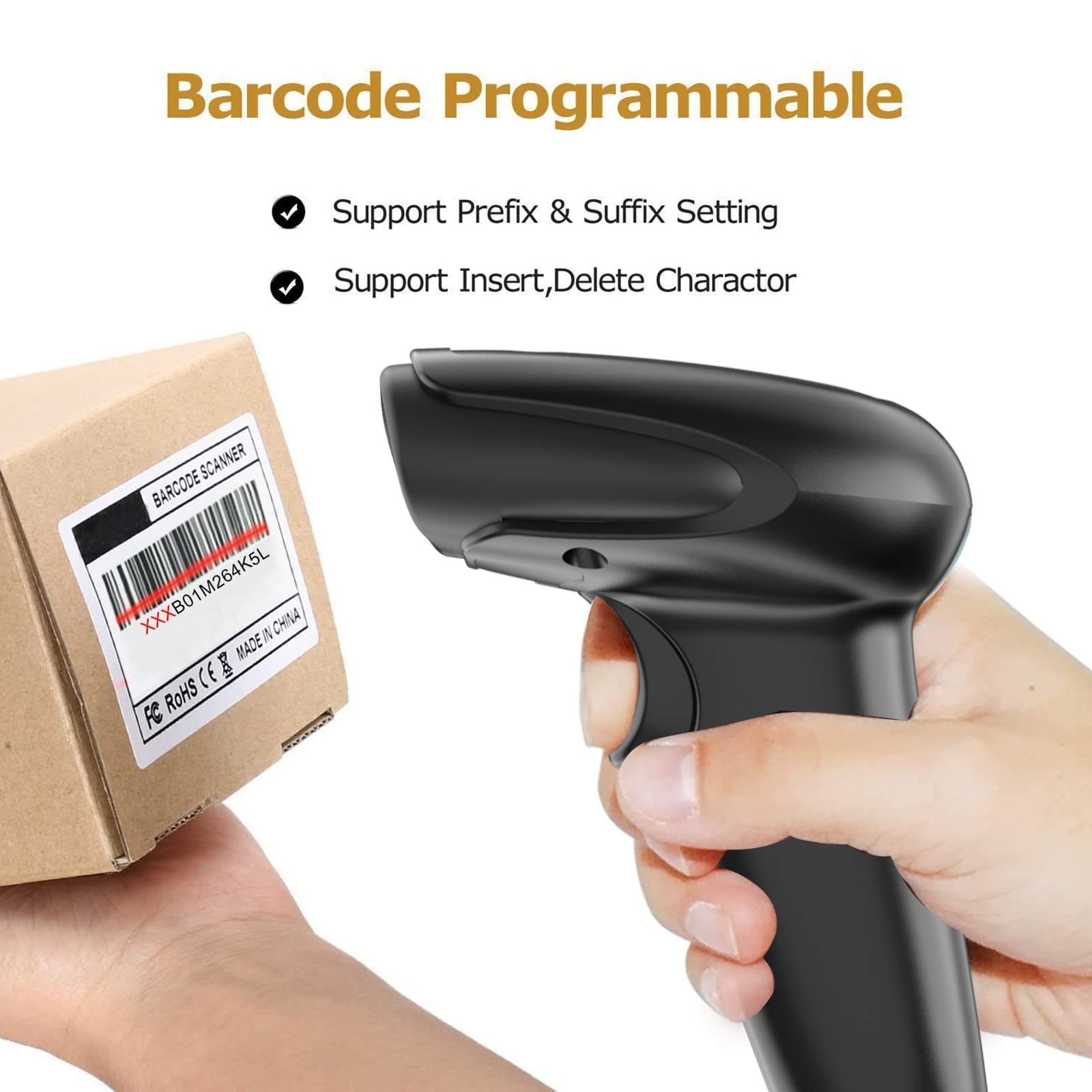 2D Wireless Barcode Scanner,Symcode Datamatrix PDF417 QR Code Handheld ...