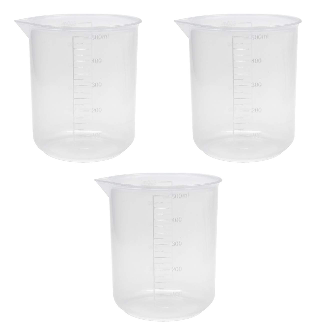 Sscon 3Pcs 500ml Lab Graduated Beakers Transparent Plastic Measuring ...