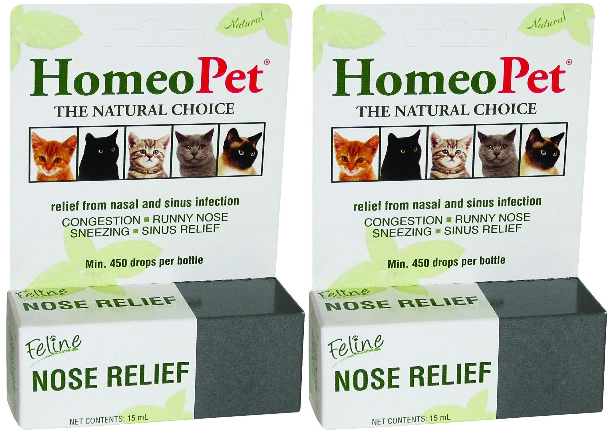 HomeoPet 2 Pack of Feline Nose Relief 15 Milliliters Each Homeopathic ...