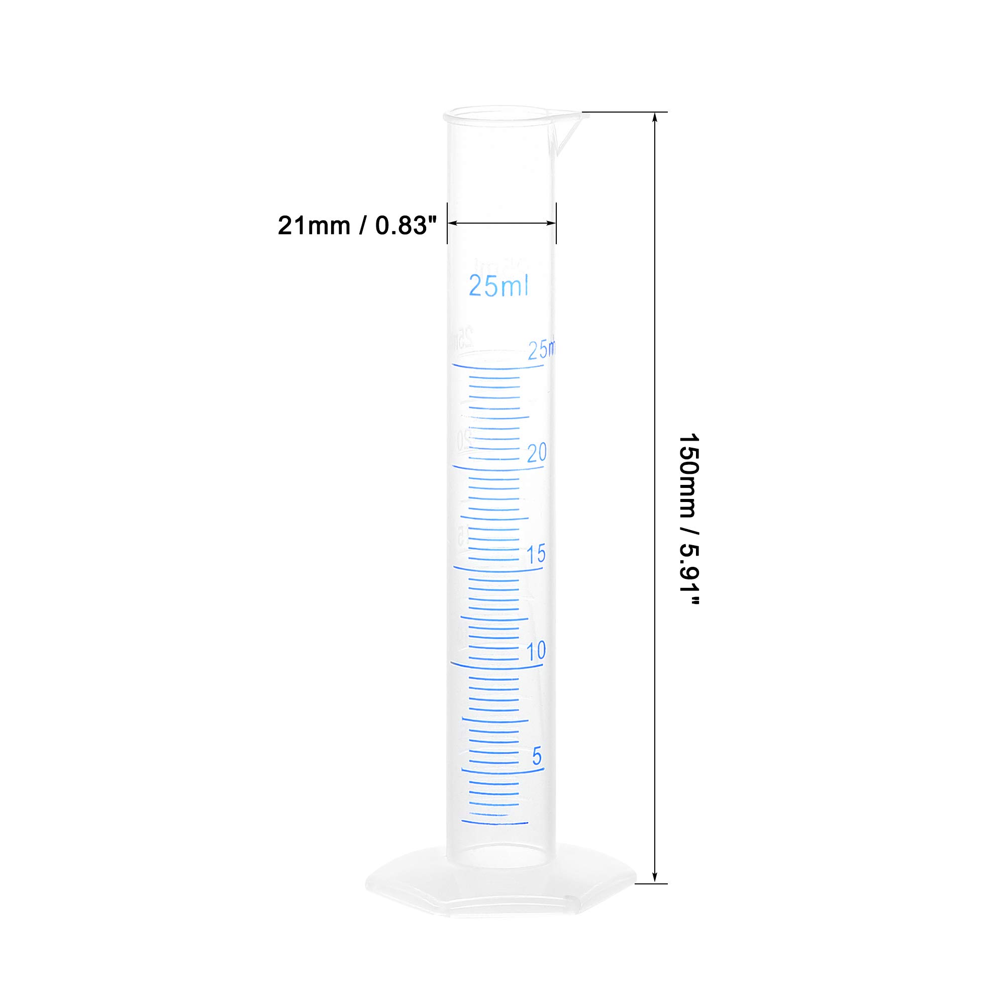 uxcell Plastic Graduated Cylinder, 25ml Measuring Cylinder, Science ...