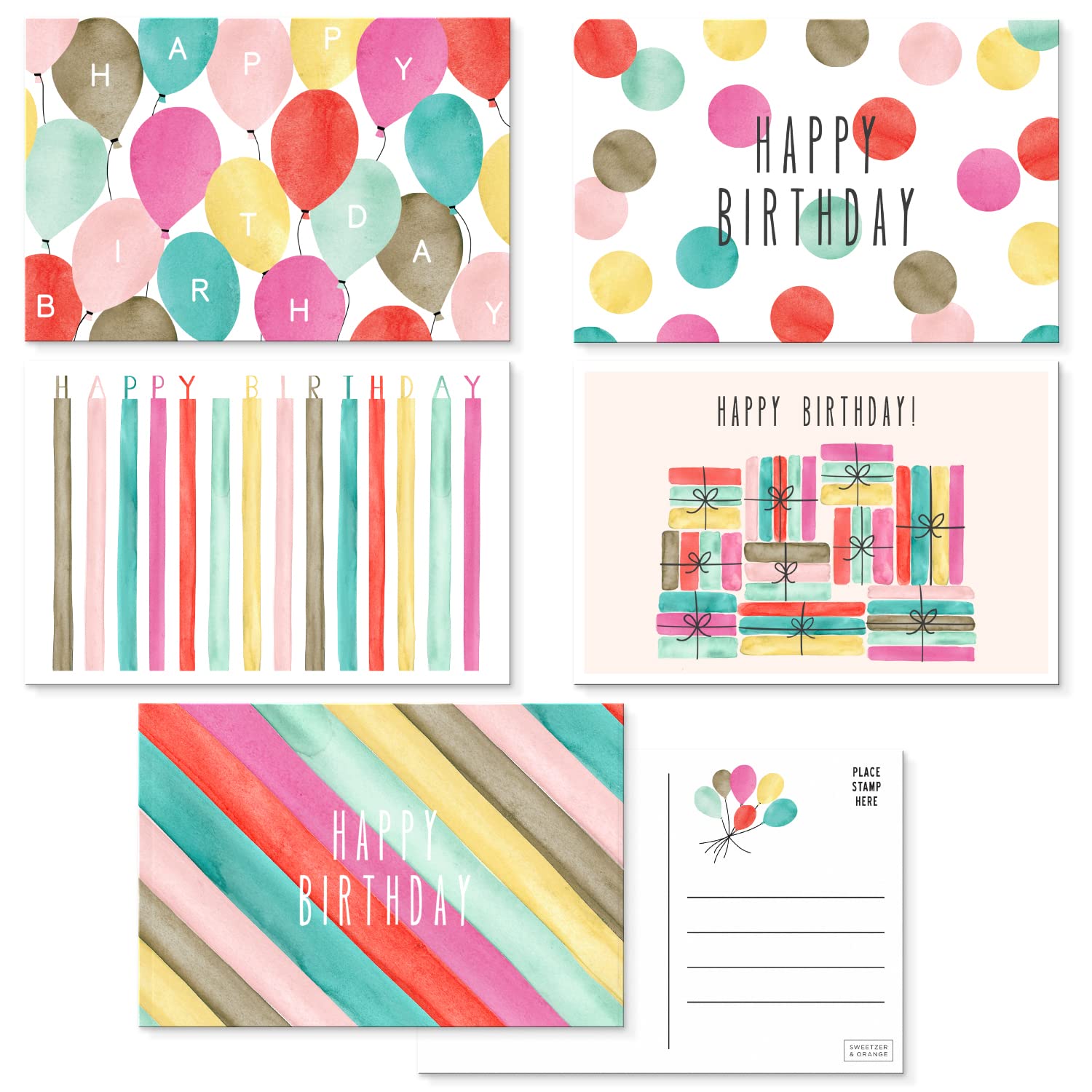 Sweetzer & Orange Happy Birthday Postcards Pack (60 Post Cards) 4x6 ...