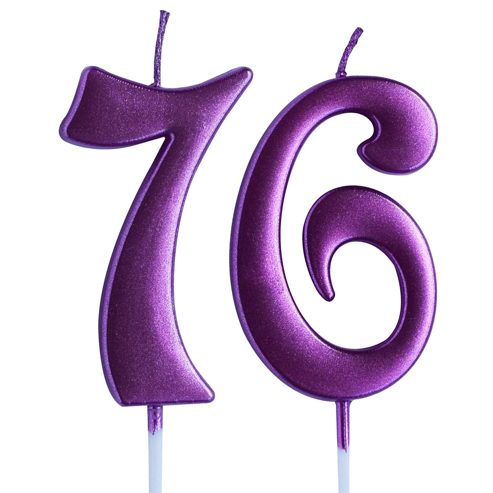 Pink 76th Birthday Candle, Number 76 Years Old Candles Cake Topper ...