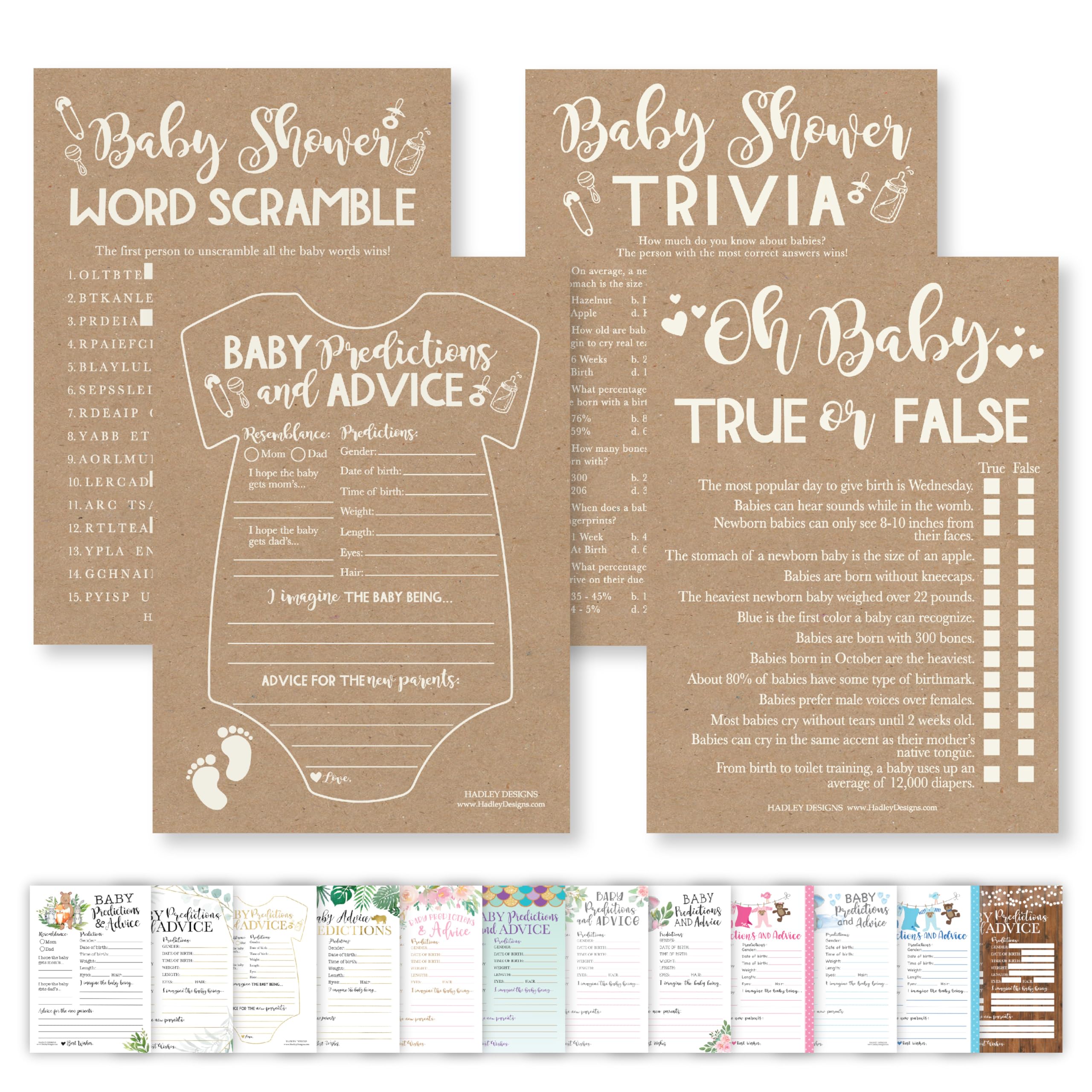 Hadley Designs Rustic Baby Shower Games Gender Neutral - 50 cards, Two ...