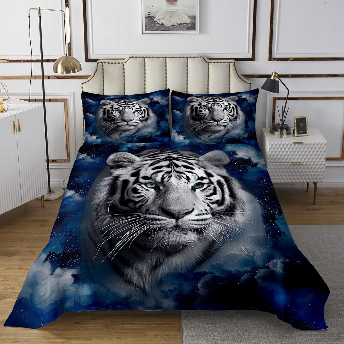 Tiger Bedspread Nebula Galaxy Coverlet Set African Safari Animals ...