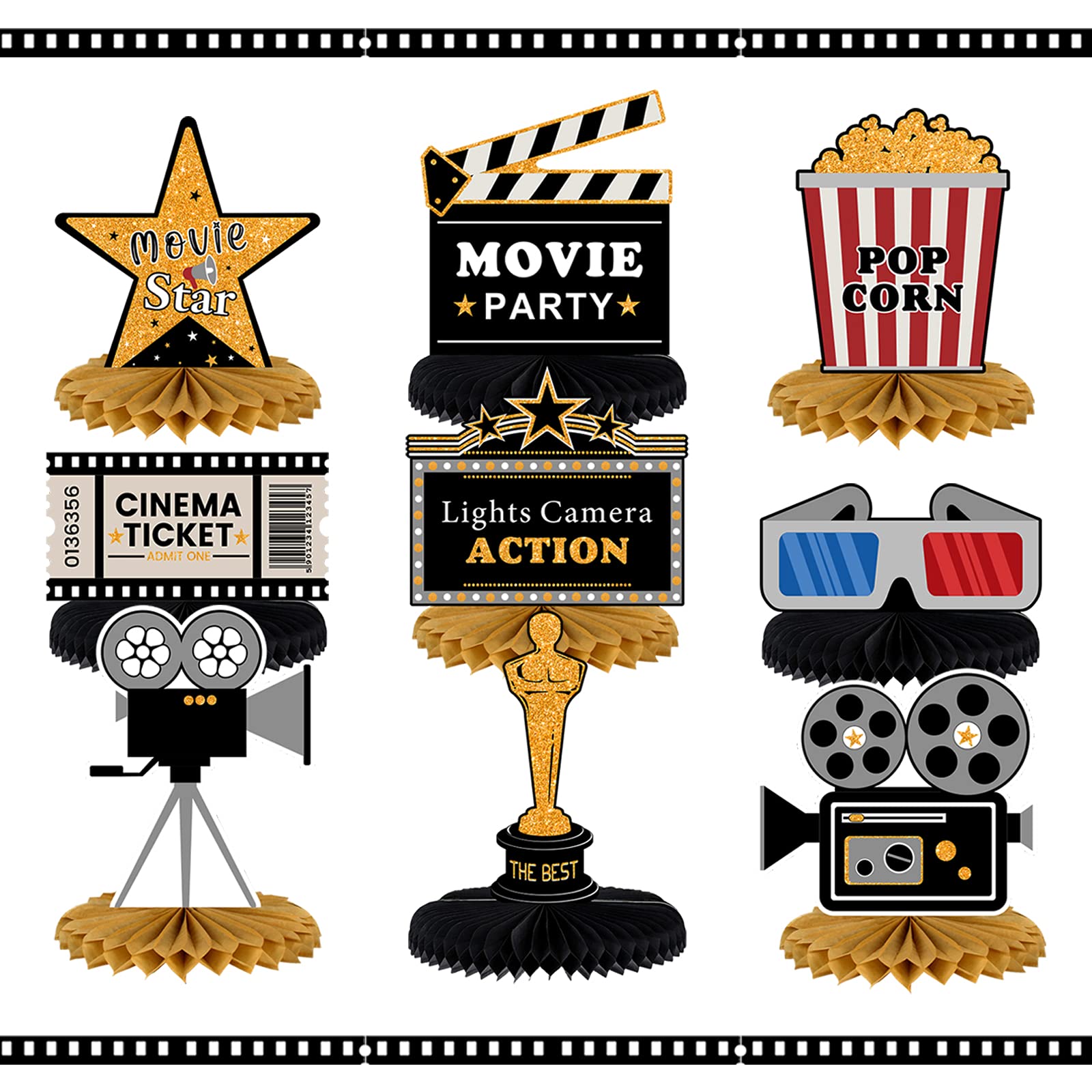 LINGTEER Hollywood Movie Night Table Honeycomb Centerpieces - 9Pcs ...