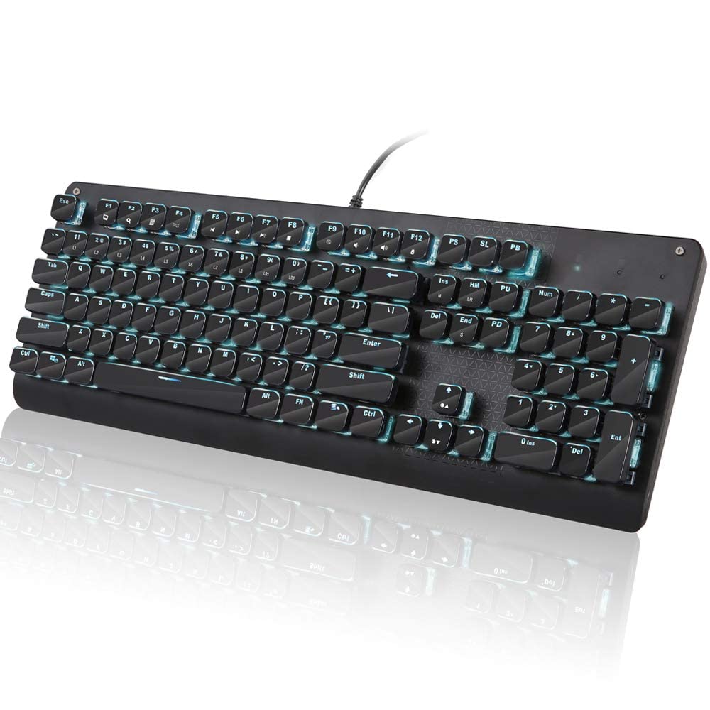 Mechanical Gaming Keyboard, Typewriter Style LED Backlit Keyboard with ...