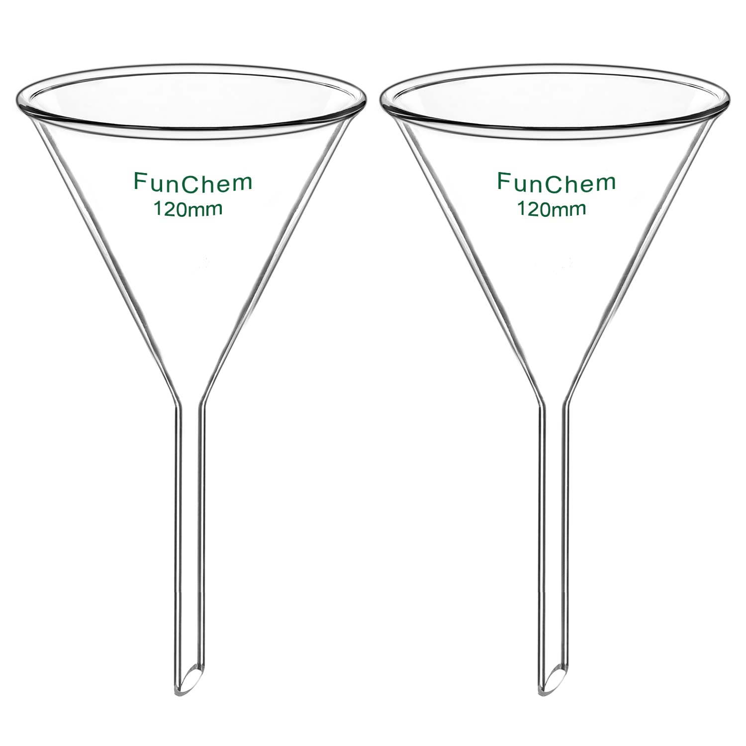 FunChem (2 Pack) Glass Funnel Short Stem Borosilicate Glass Lab Filter ...