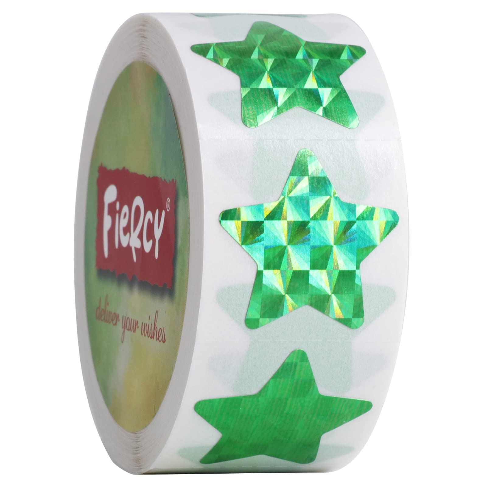 Fiercy 1 inch Green Star Stickers with Glitter Holographic Pattern, 500 ...