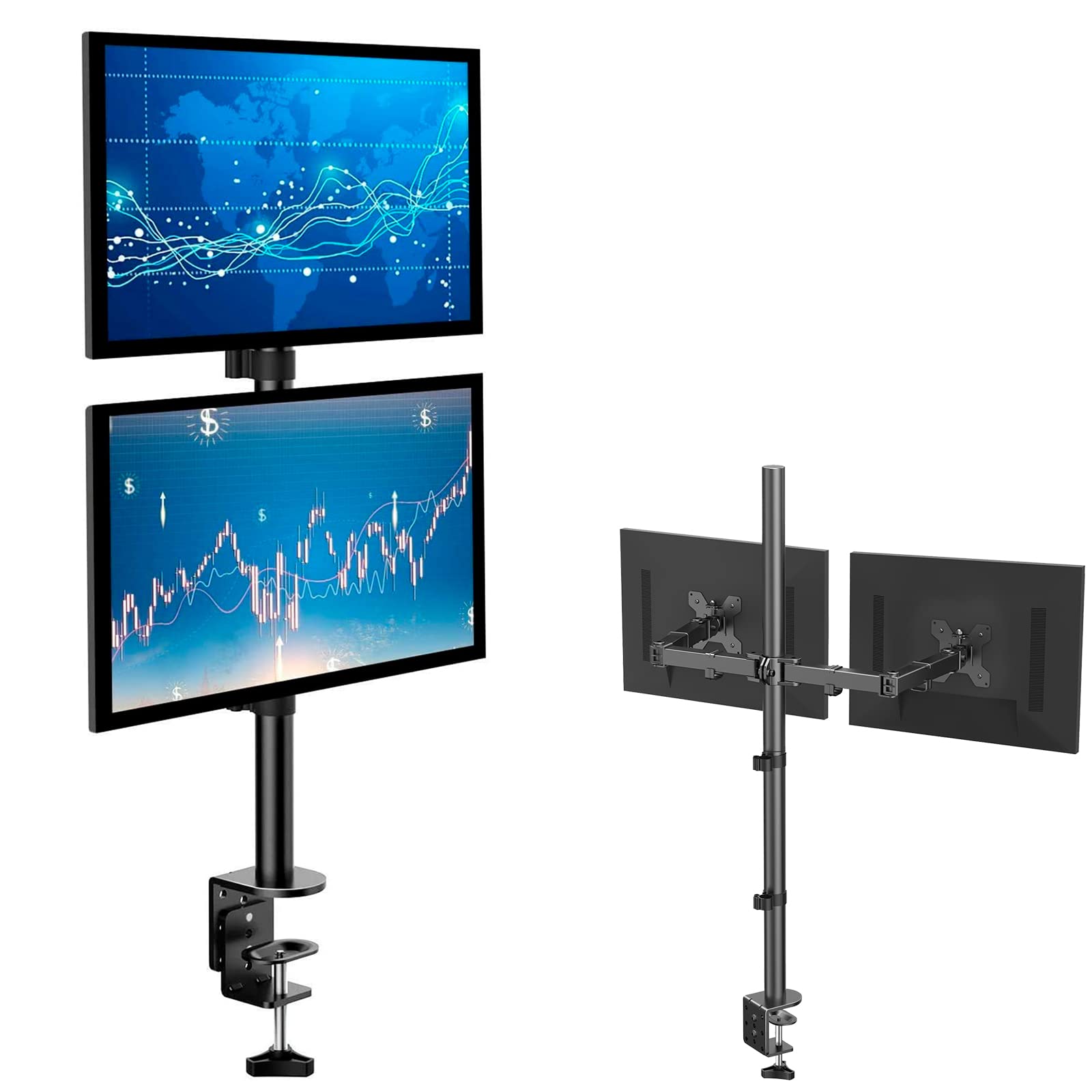 HUANUO Dual Monitor Stand - Vertical Stack Screen, Dual Monitor Stand ...