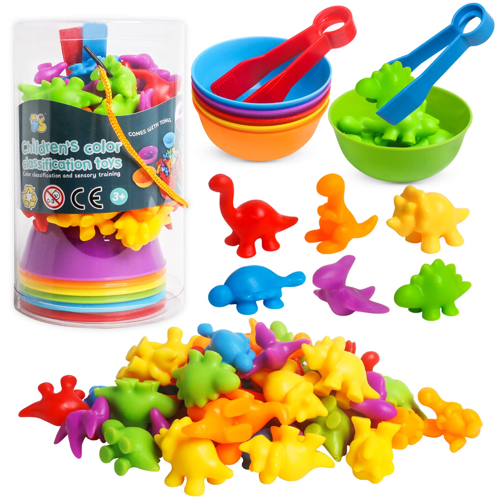 JOCHA Color Sorting and Counting Dinosaurs Toys for Toddlers 3 5 4 ...