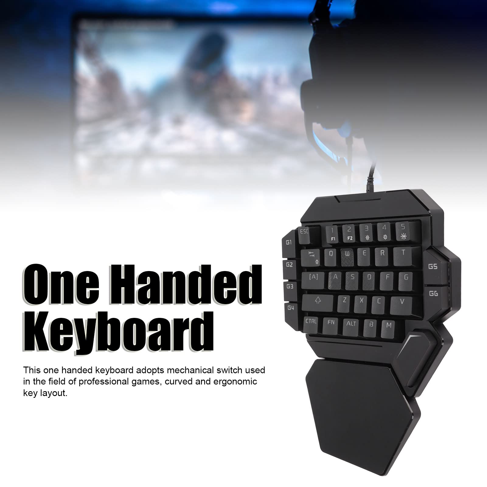 Shanbor One Handed Gaming Keyboard, One Handed Keyboard Ergonomic ...