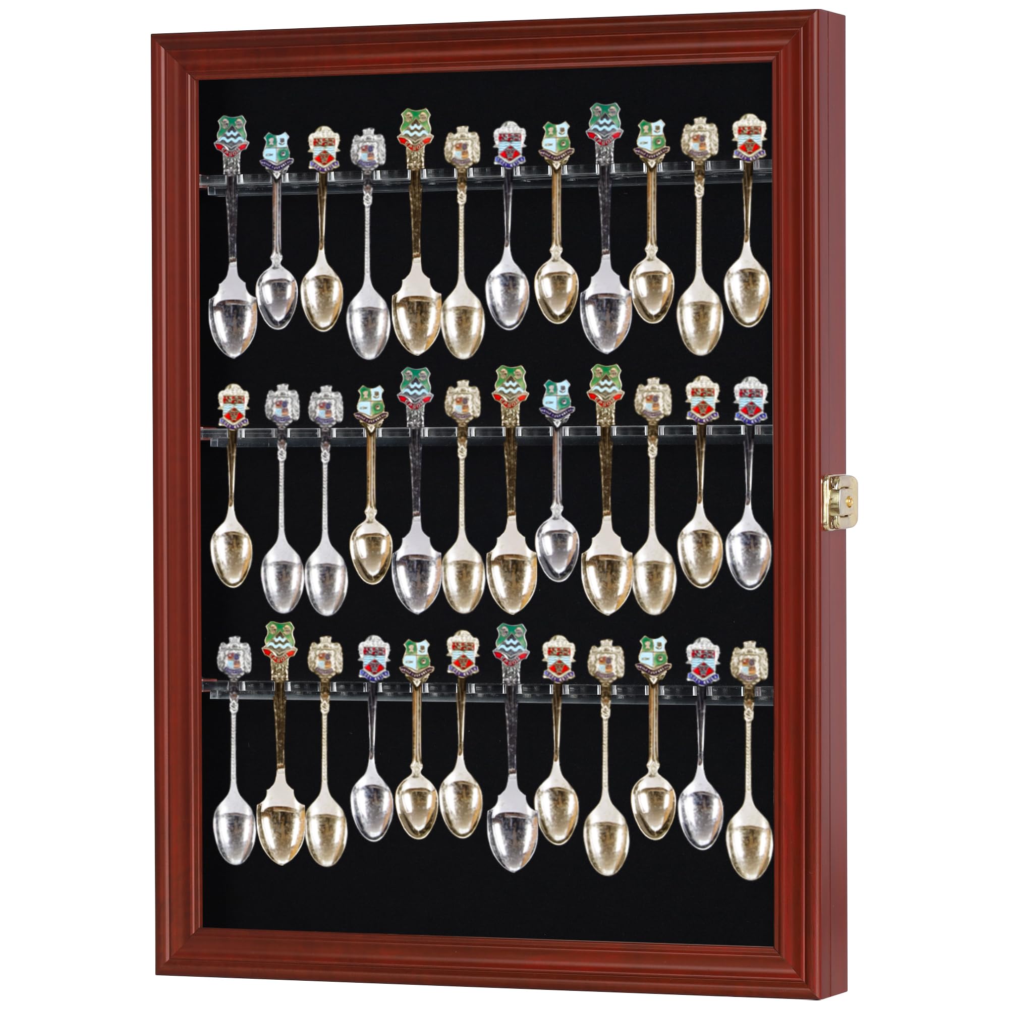 36 Spoon Display Case Cabinet Holder Rack Shadow Box with Lockable Door ...