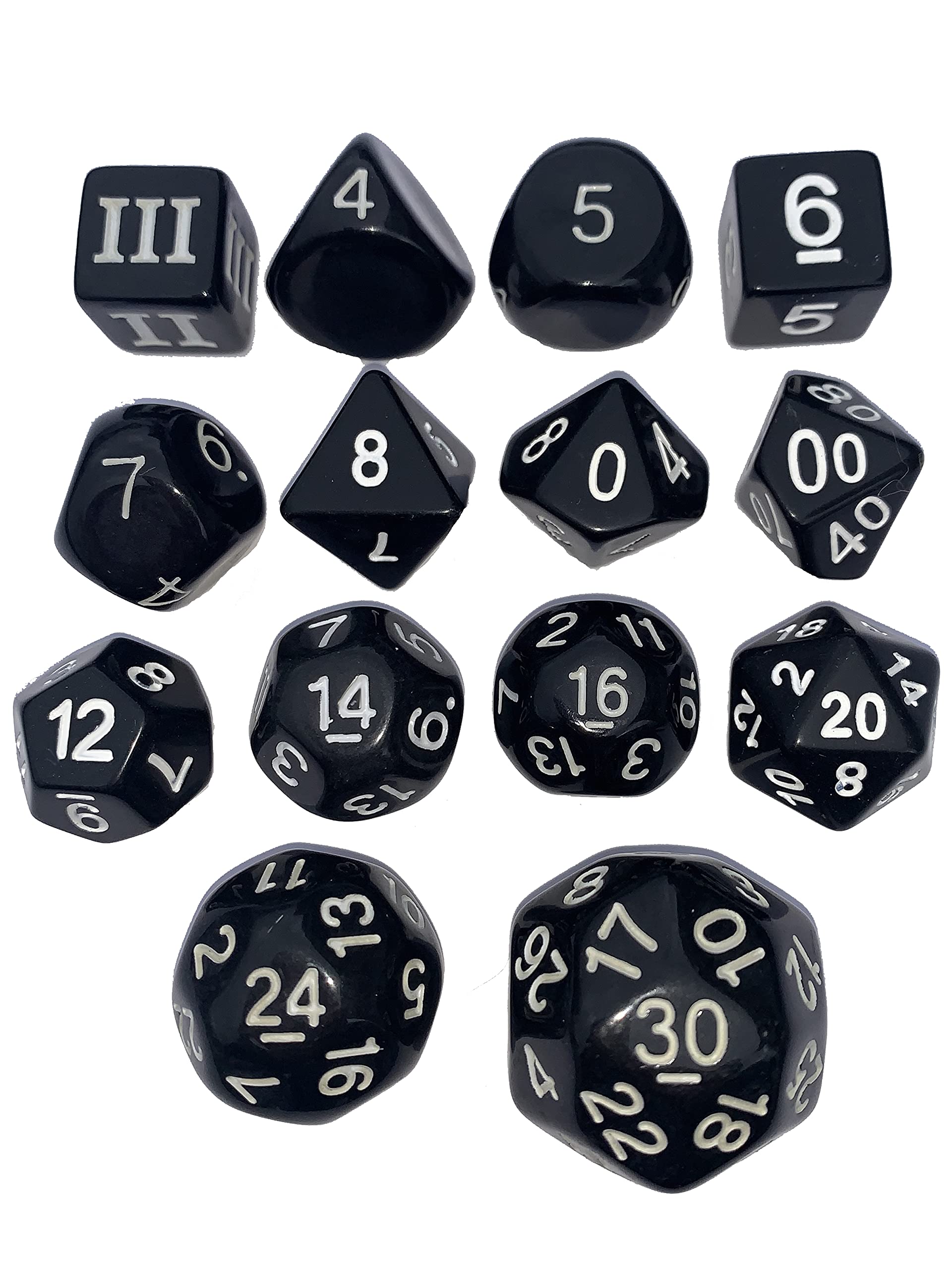 Impact! Miniatures Black - 14 Unusual Dice Set Approved for Use with ...