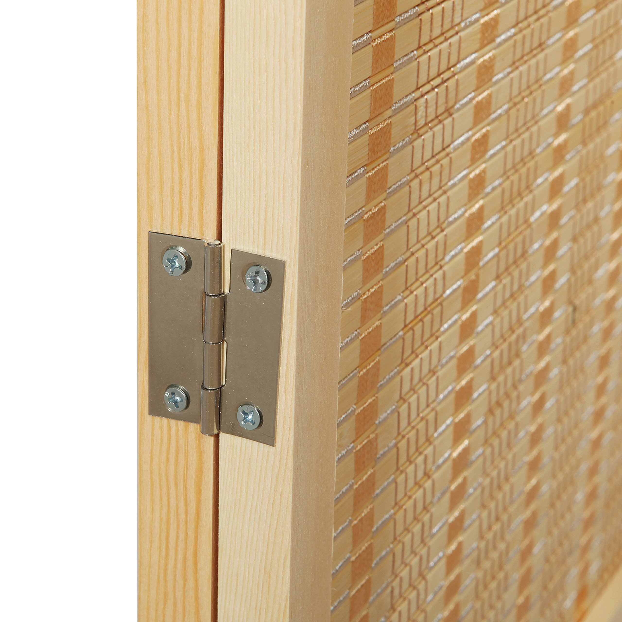 Decorative Freestanding Beige Woven Bamboo 4 Panel Hinged Privacy ...