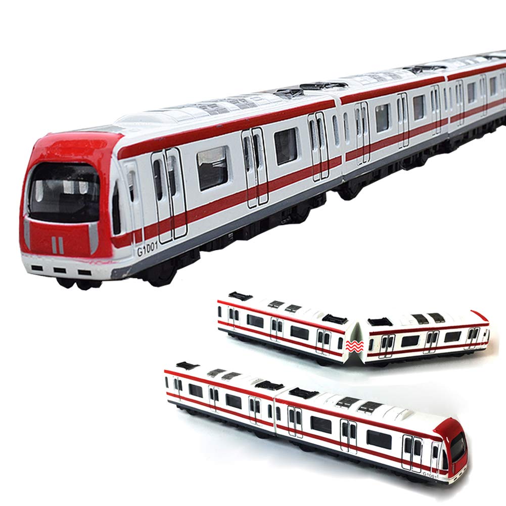 VANTIYAUS Train Model, 4pcs Car Set Alloy City Rail Subway Train Model ...