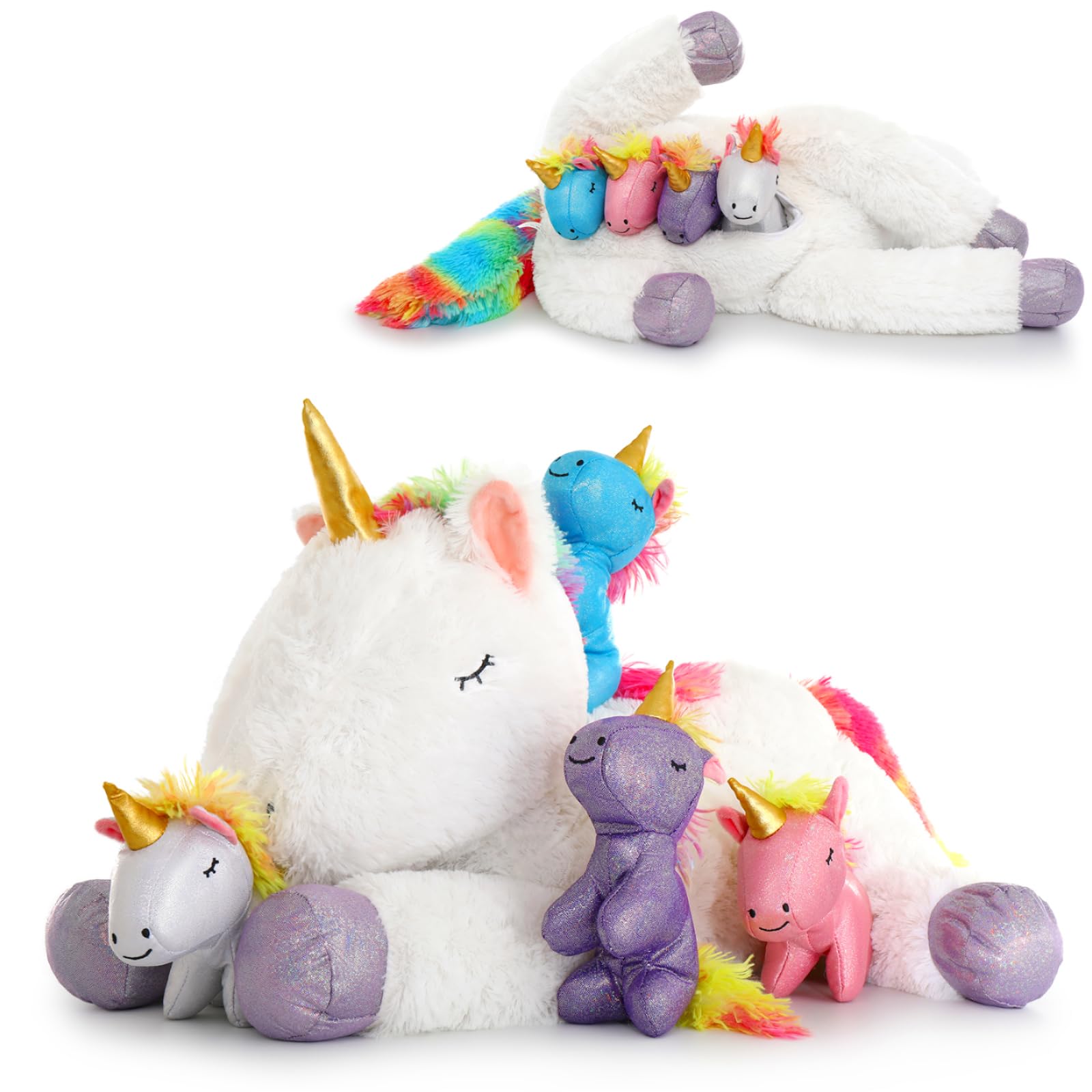 DOLDOA 22'' Unicorn Stuffed Animal for Girls, Mommy Stuffed Unicorn ...