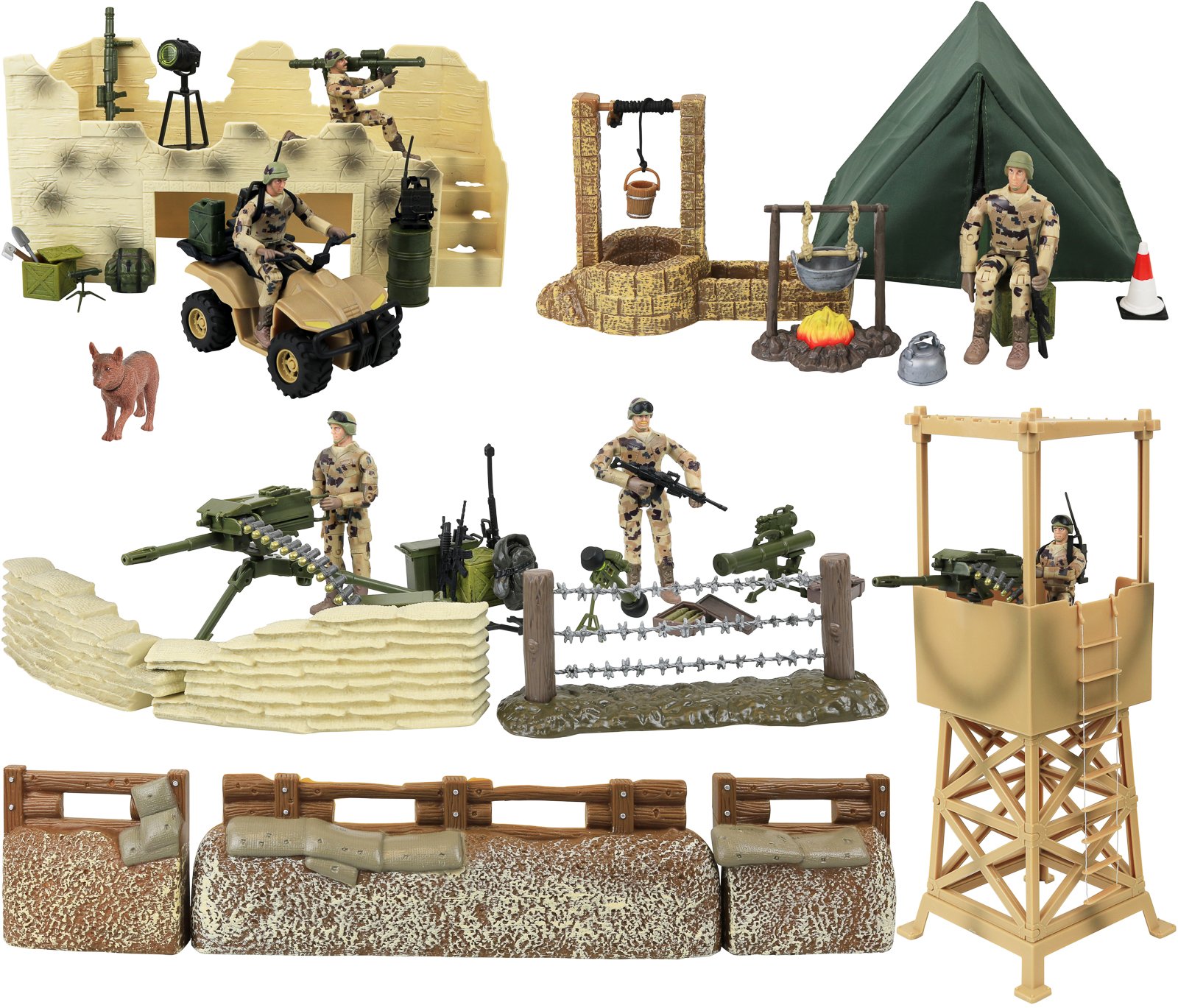 Click N' Play Military Checkpoint 60 Piece Play Set with Accessories ...