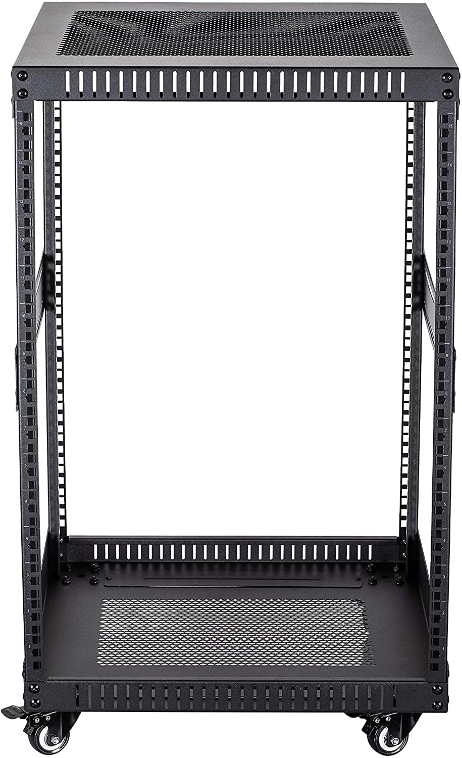 Kenuco 25U Standing Open Frame Rack with 4 Wheels and 4 Legs - Steel ...