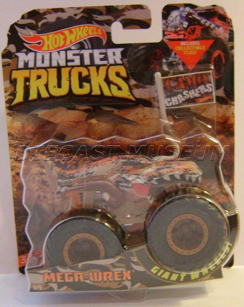 HW TRUCK MEGA WREX T-REX Dinosaur CAMAO Crashers with Flag Monster ...