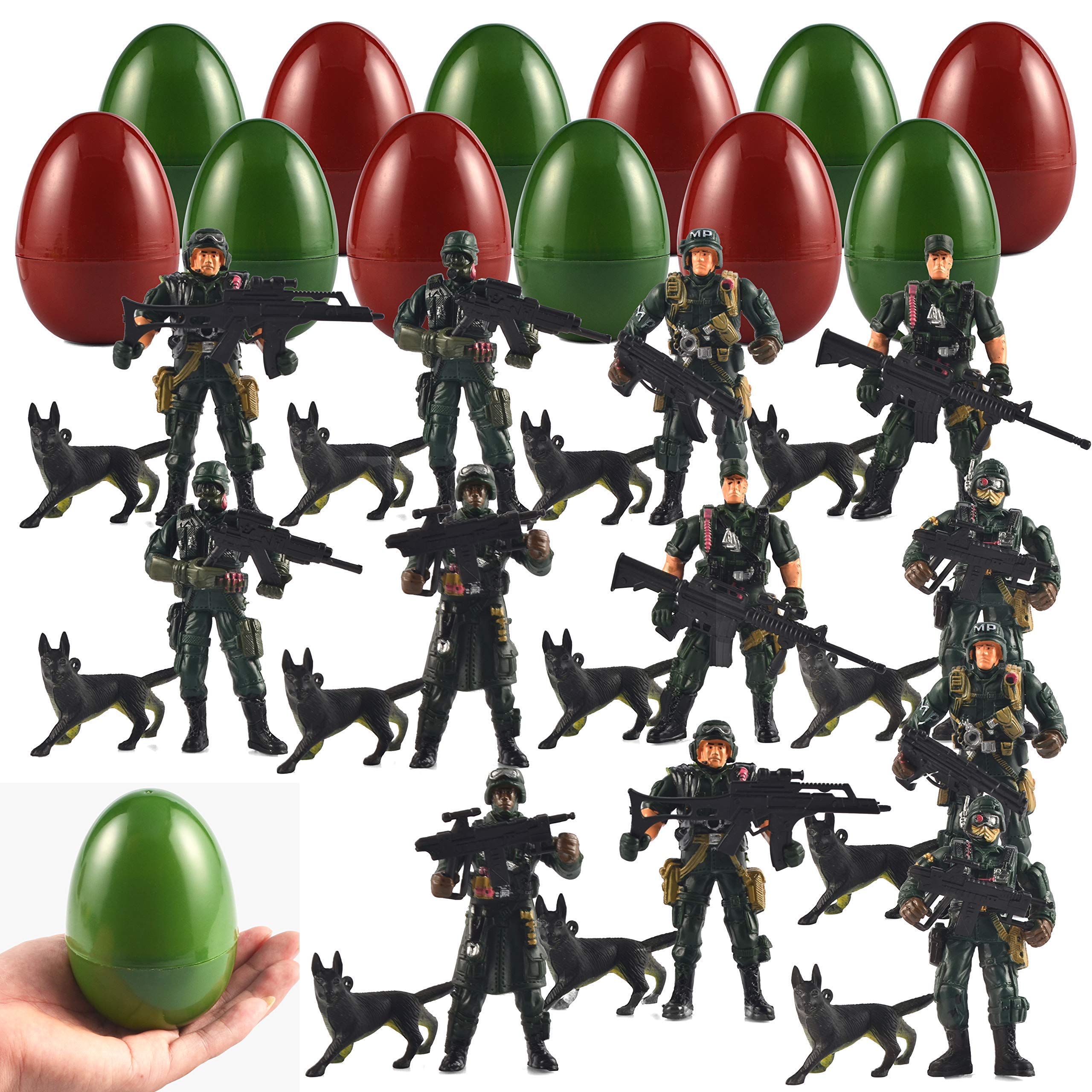 JOYIN 12 Pcs Jumbo Easter Eggs Filled with Army Men and Poseable ...