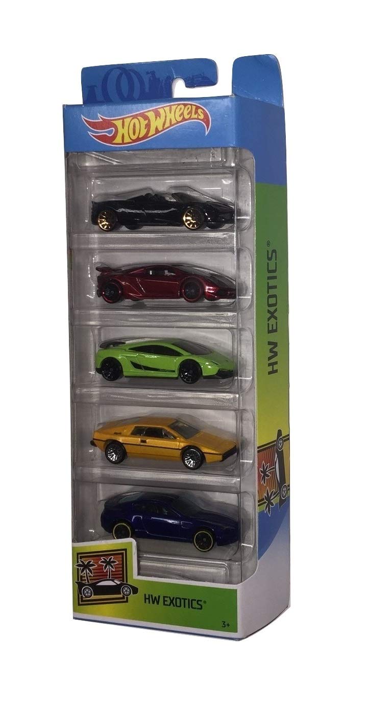 Hot Wheels 2019 HW Exotics 5-Pack (Pagani Huayra Roadster, Lamborghini Sesto Elemento ...