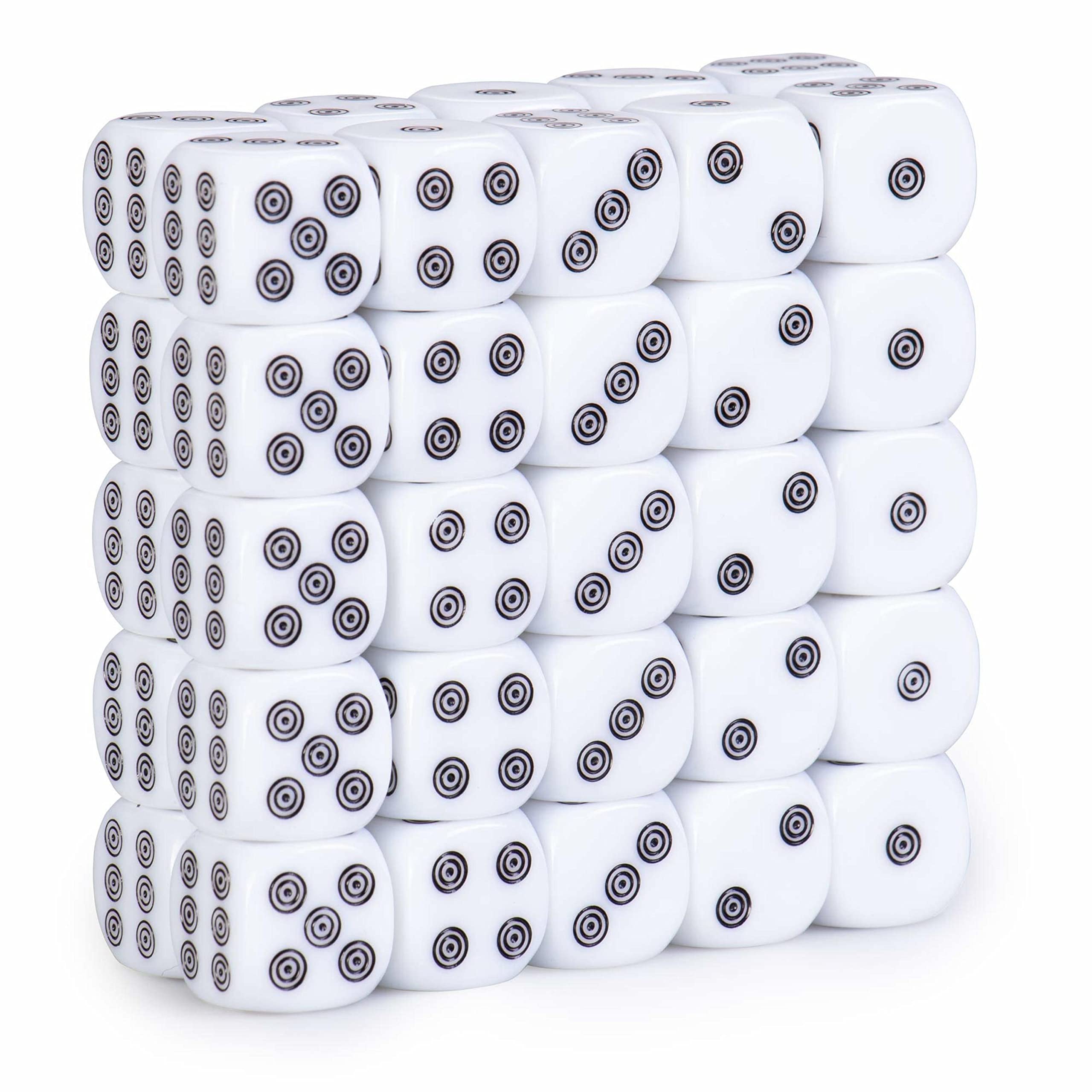 50-Pack of Bullseye Dice - 16mm Six Sided Dice with Unique Target Pips ...