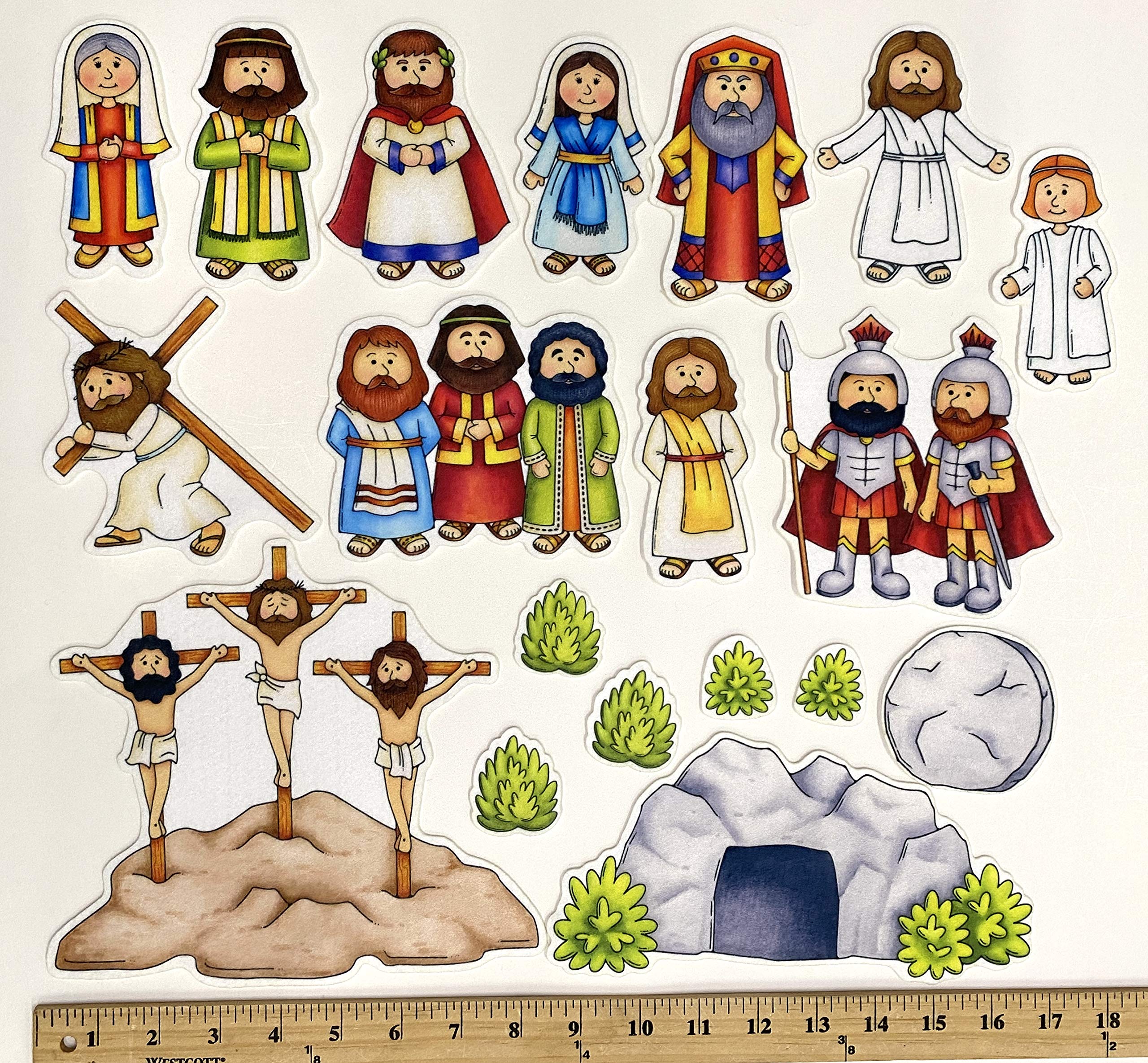 Easter Crucifixion Resurrection 19 pc Felt Figures Bible Felt/Flannel ...