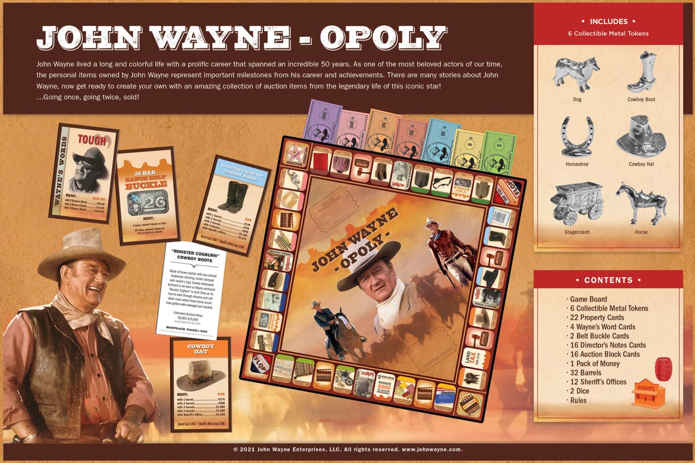 MasterPieces Opoly Board Games - John Wayne Opoly - Officially Licensed ...