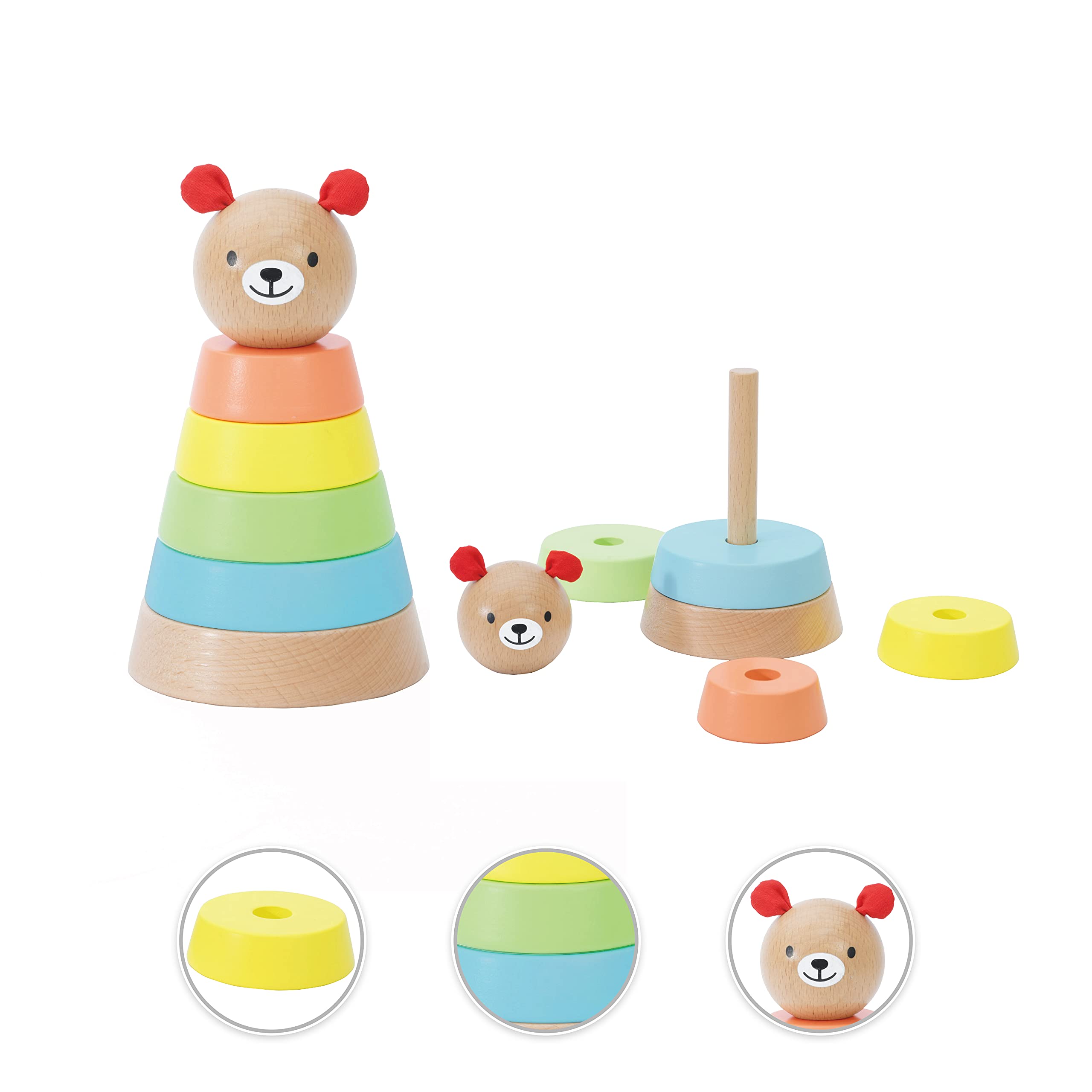 Classic World Wooden Stacking Rings Baby Toy, Montessori Stacking Rings ...