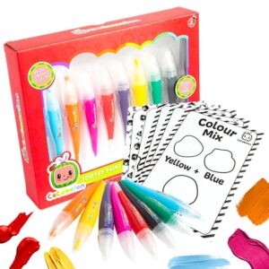 Toyland® Cocomelon Squeezy Paint Set Including 8 Paints, 10 Colouring ...