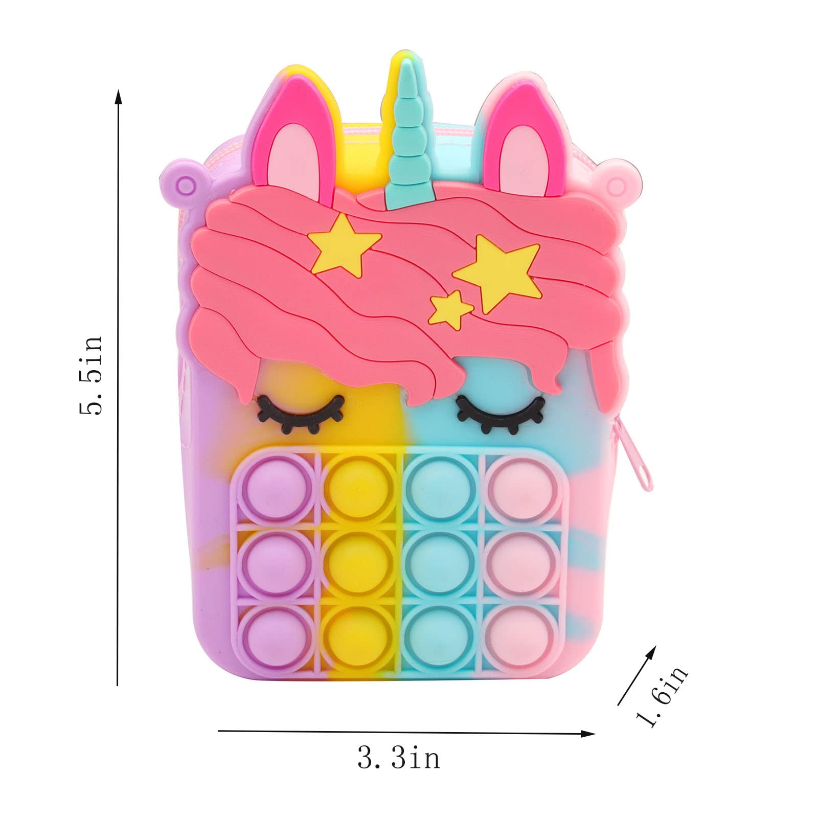 Unicorn Pop Purse for Girls Silicone Kids Bag Shoulder Toy Bubble ...