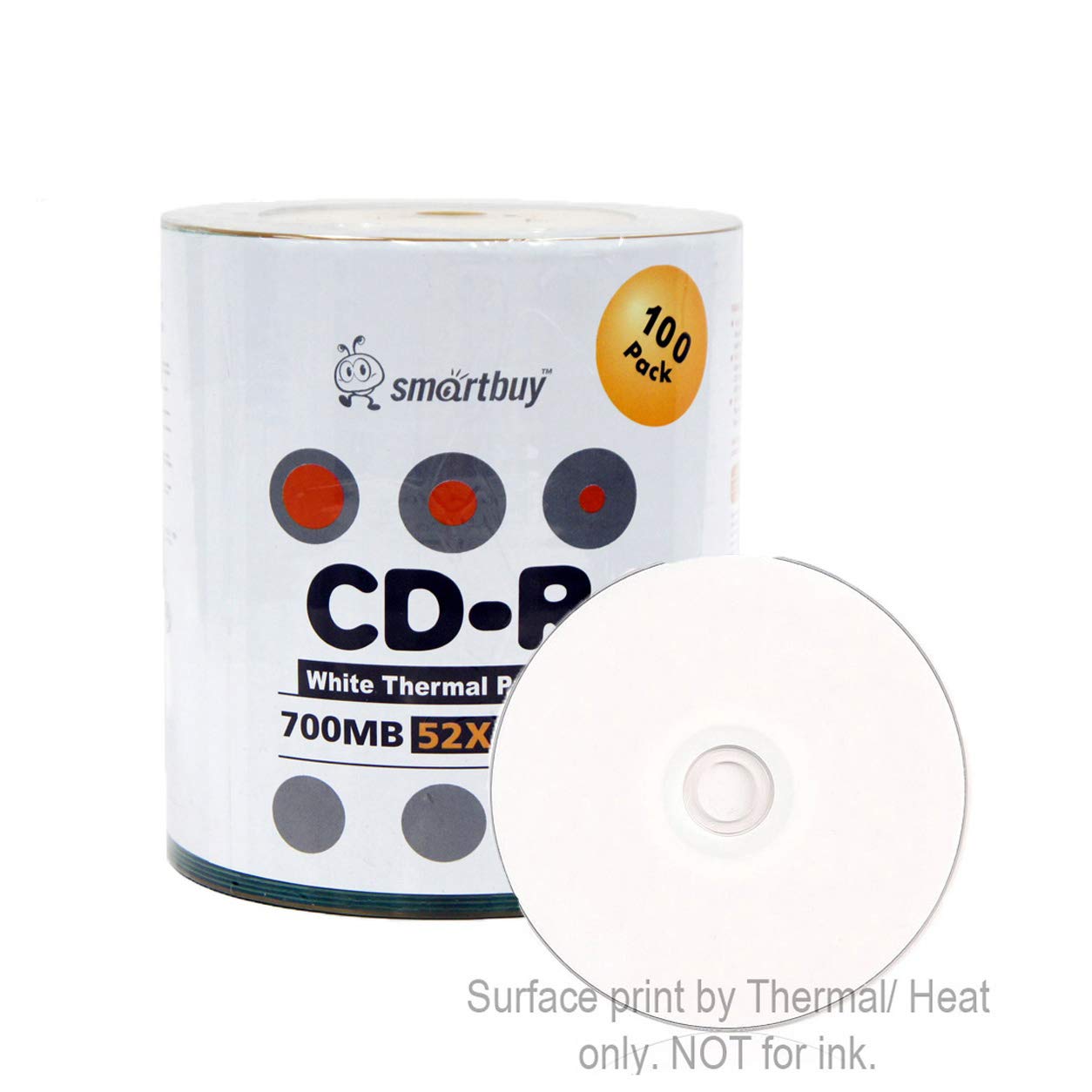 Smart Buy CD-R 100 Pack 700mb 52x Thermal Printable White Blank ...