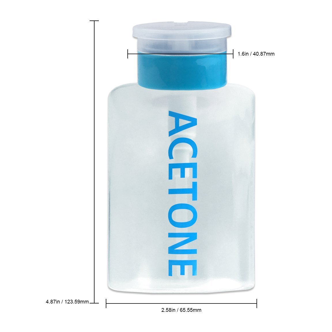 Beauticom 9 Oz Blue Push Down Acetone Labeled Dispenser Empty Bottle ...
