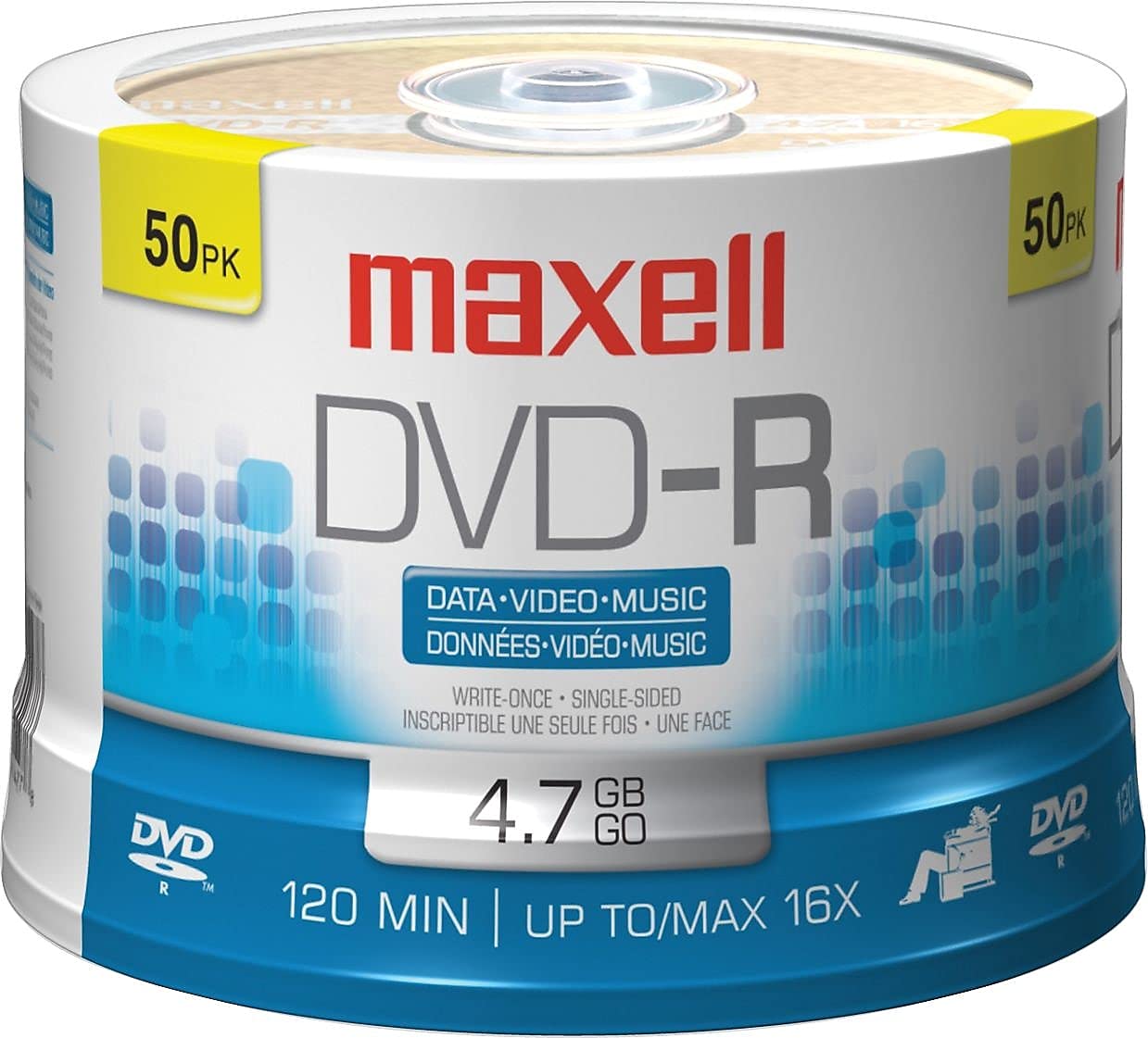 Maxell 638011 DVD-R Discs, 4.7GB, 16x, Spindle, Gold, 50/Pack — 🛍️ The Retail Market