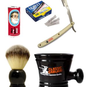Classic Samurai Men's Shaving Set with Stainless Steel Professional ...