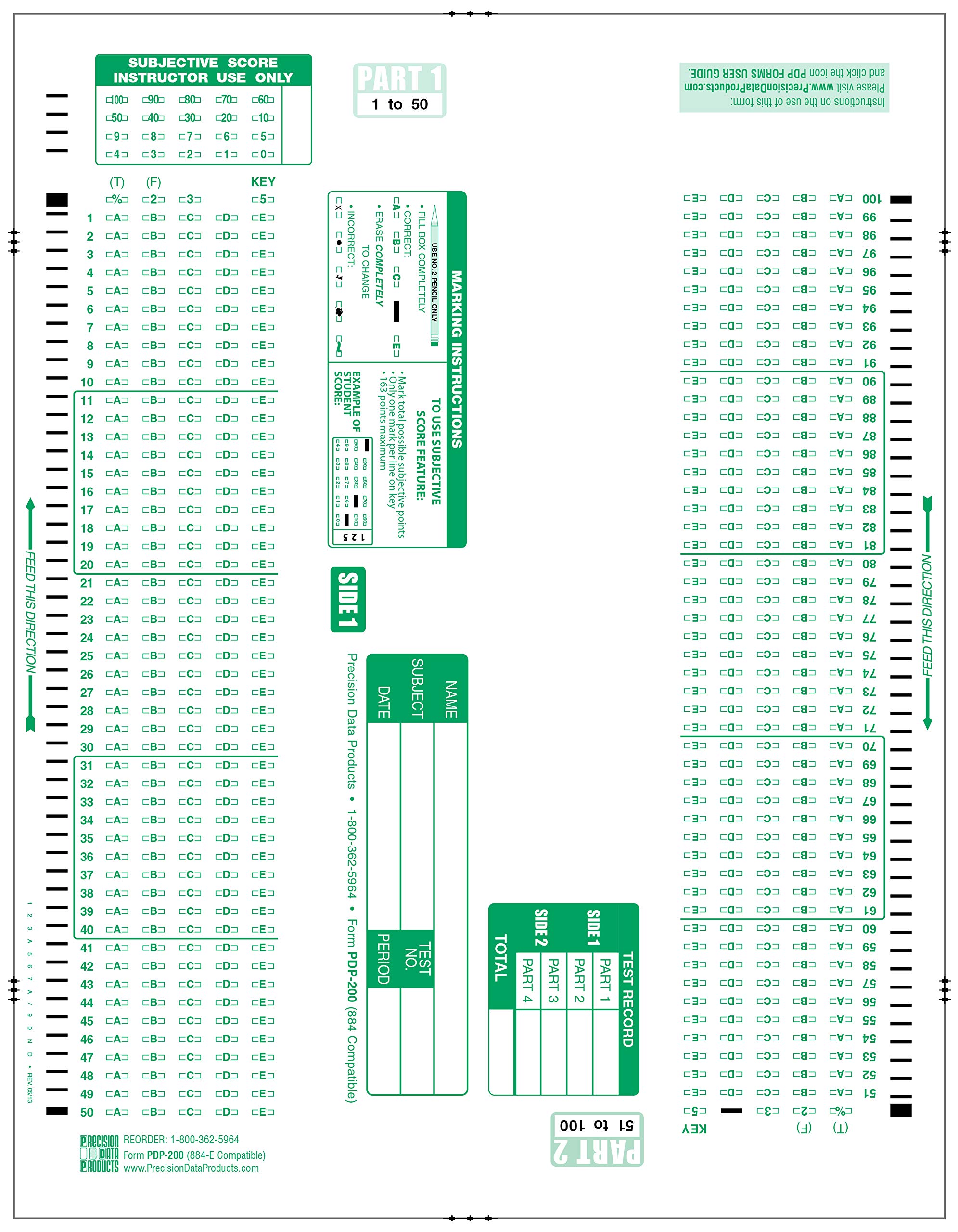 PDP 200 - 884 E Compatible Testing Forms (100 Sheet Pack). — 🛍️ The ...