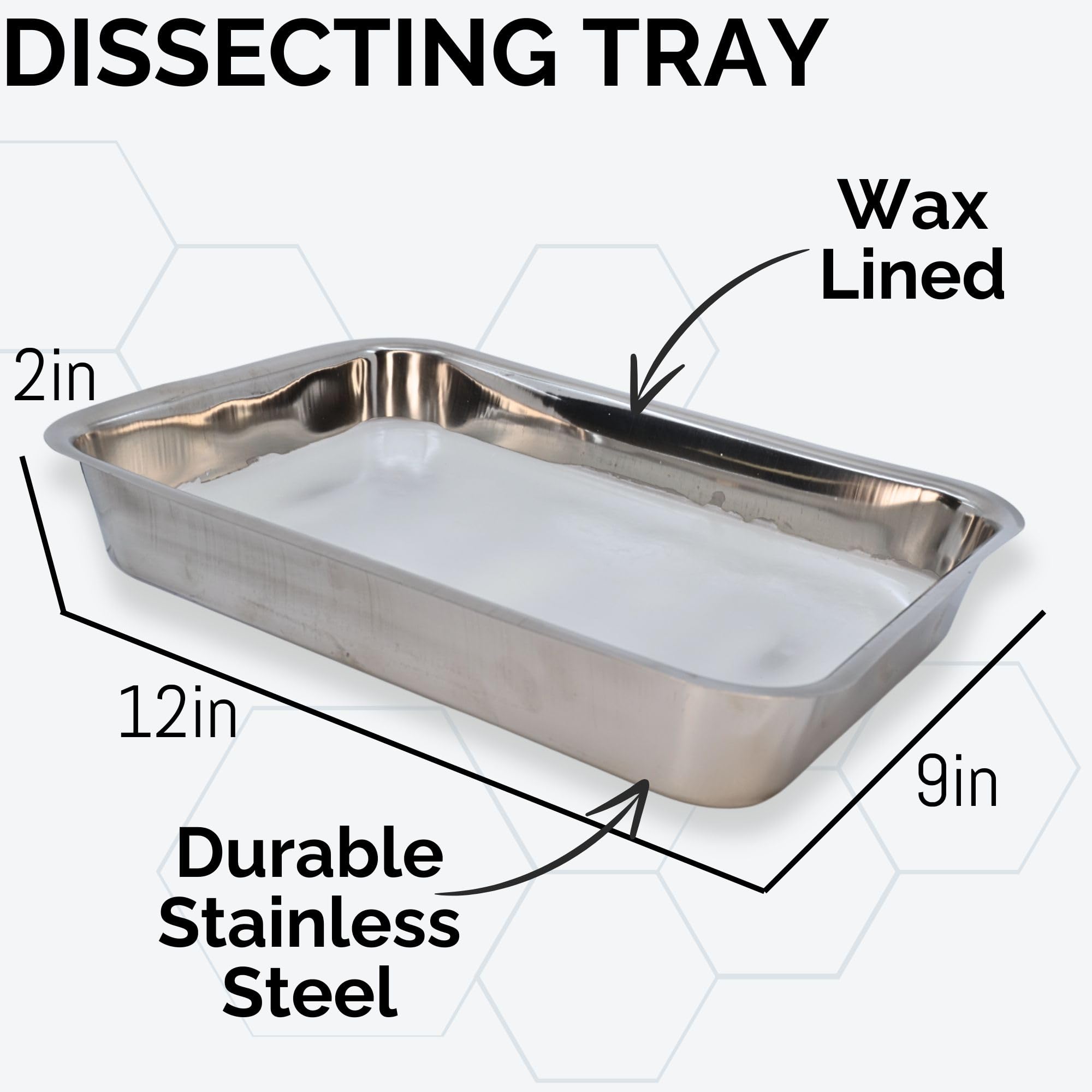 Eisco Labs - Metal Dissecting Tray with Wax, 12x9x2" - Stainless Steel ...