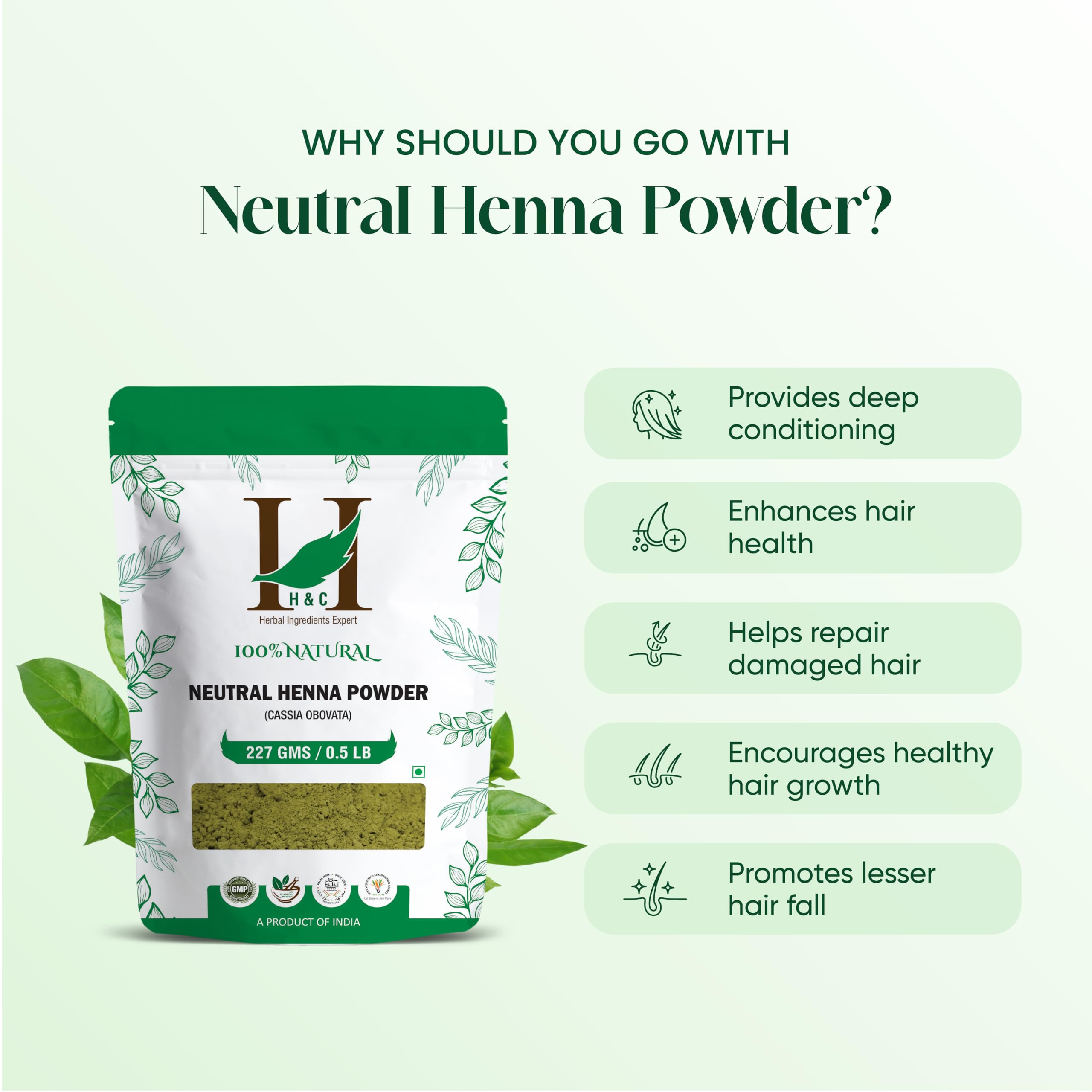 H&C 100% Pure Neutral Henna Powder/Colorless Henna/Senna Powder/Cassia ...