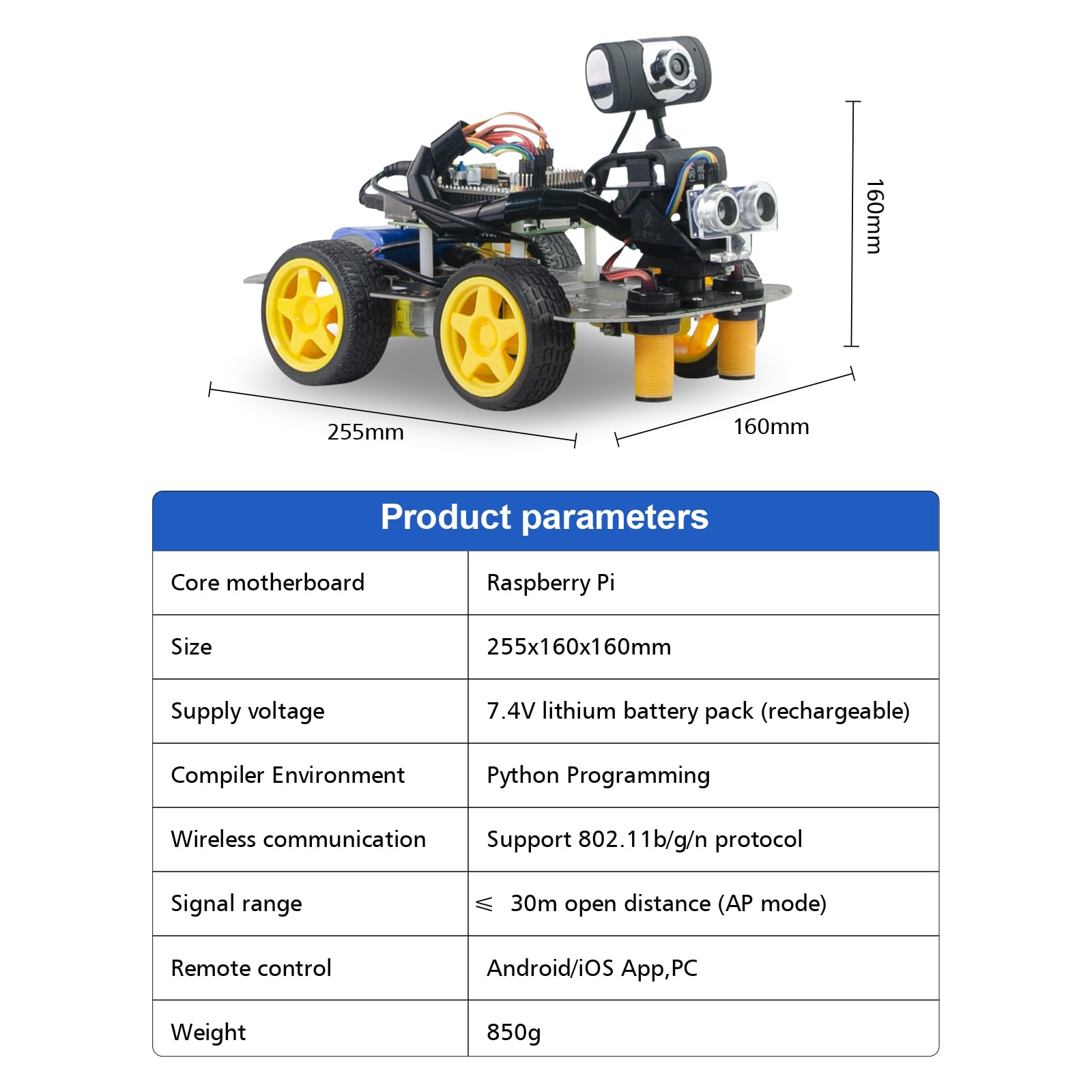 Smart Robot Car Kit for Raspberry Pi 5/3B/3B+/4B,Upgraded AI Visual ...
