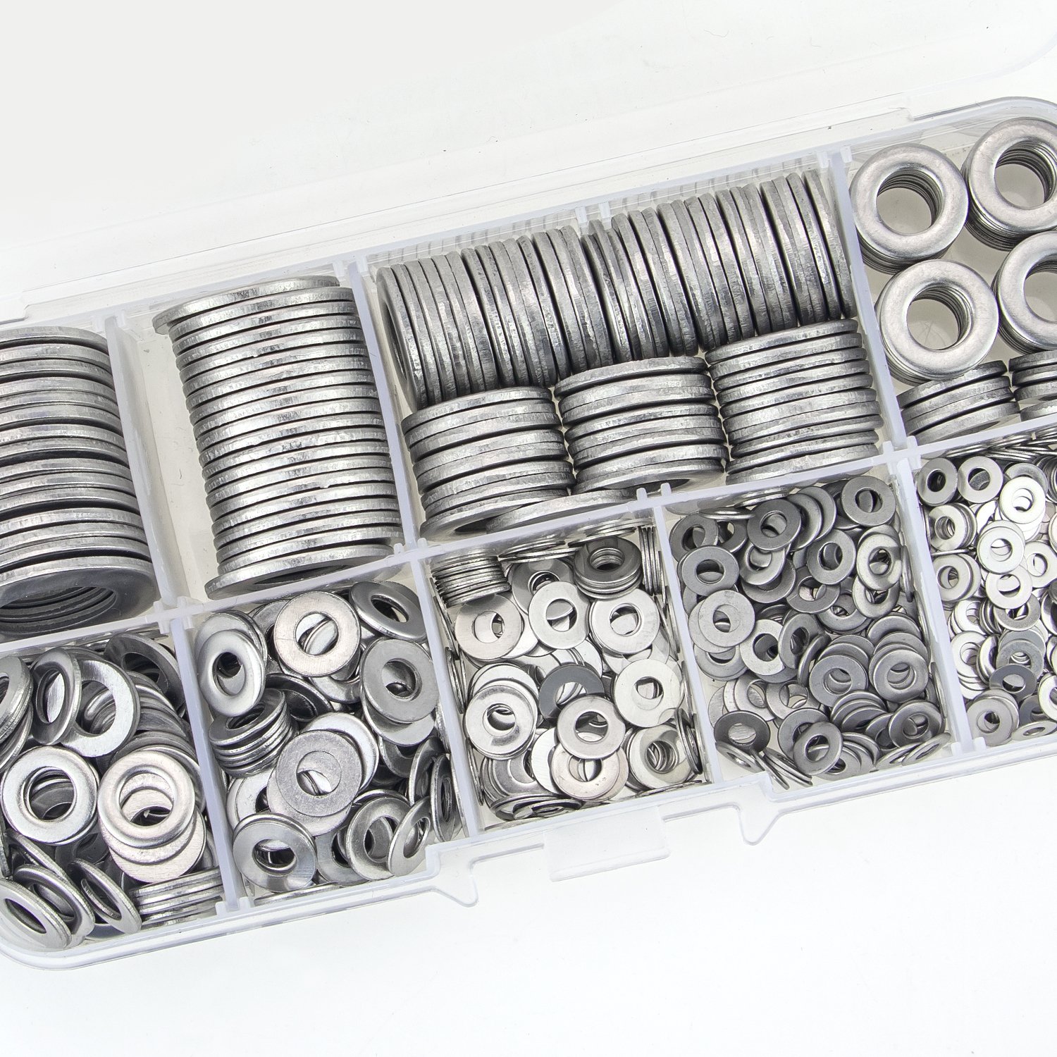 Sutemribor 304 Stainless Steel Flat Washers Set 580 Pieces, 9 Sizes - M2 M2.5 M3 M4 M5 M6 M8 M10 ...