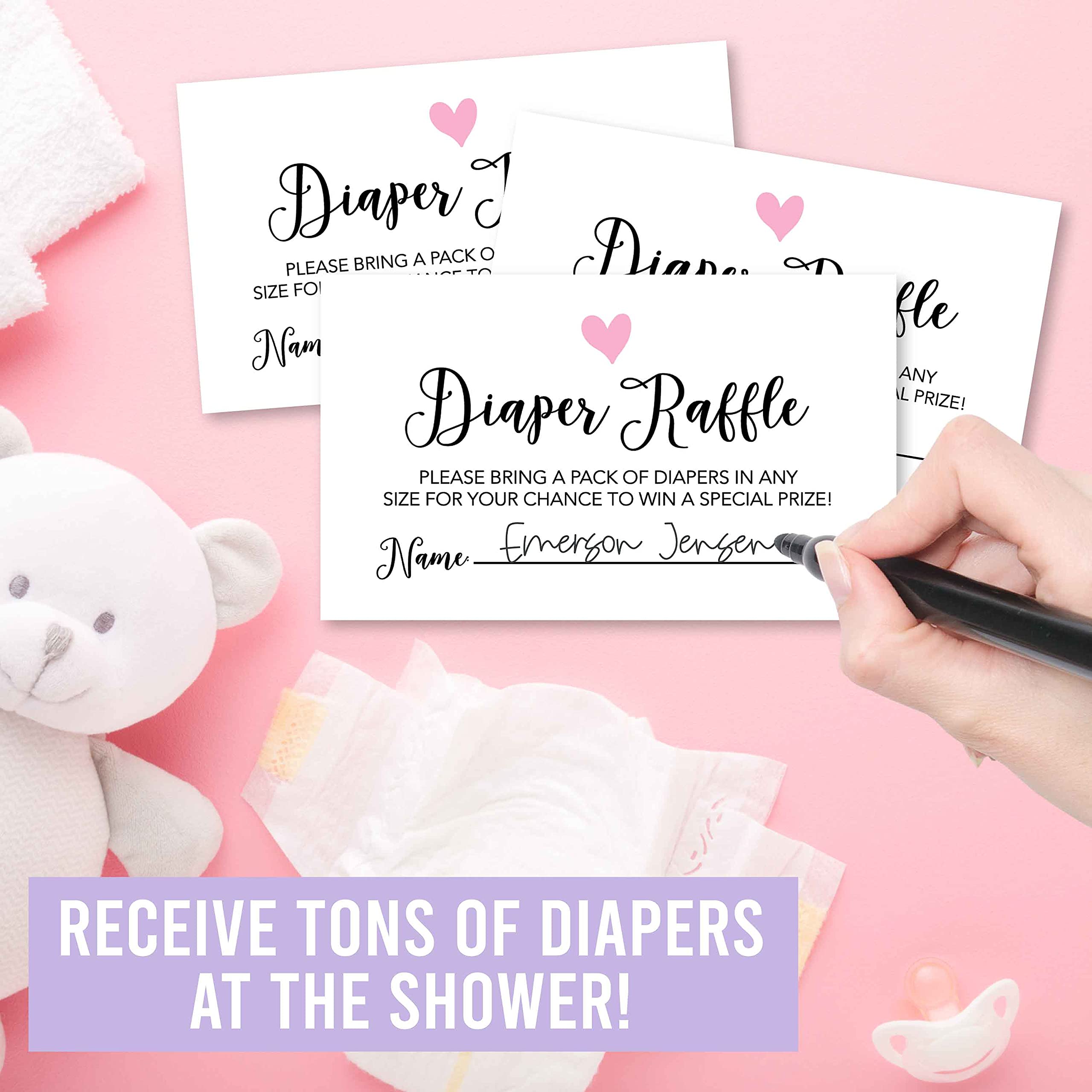 25 Baby Shower Diaper Raffle Tickets For Baby Shower Girl - Pink Baby ...