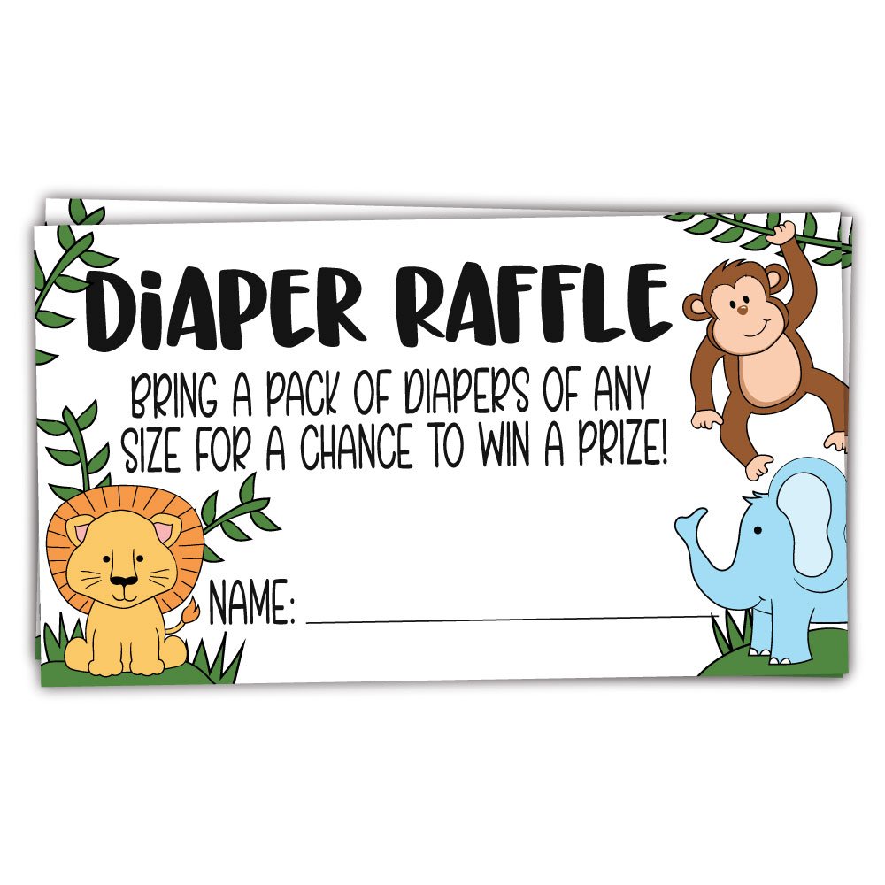 50 Safari Jungle Animals Diaper Raffle Tickets for Baby Shower ...