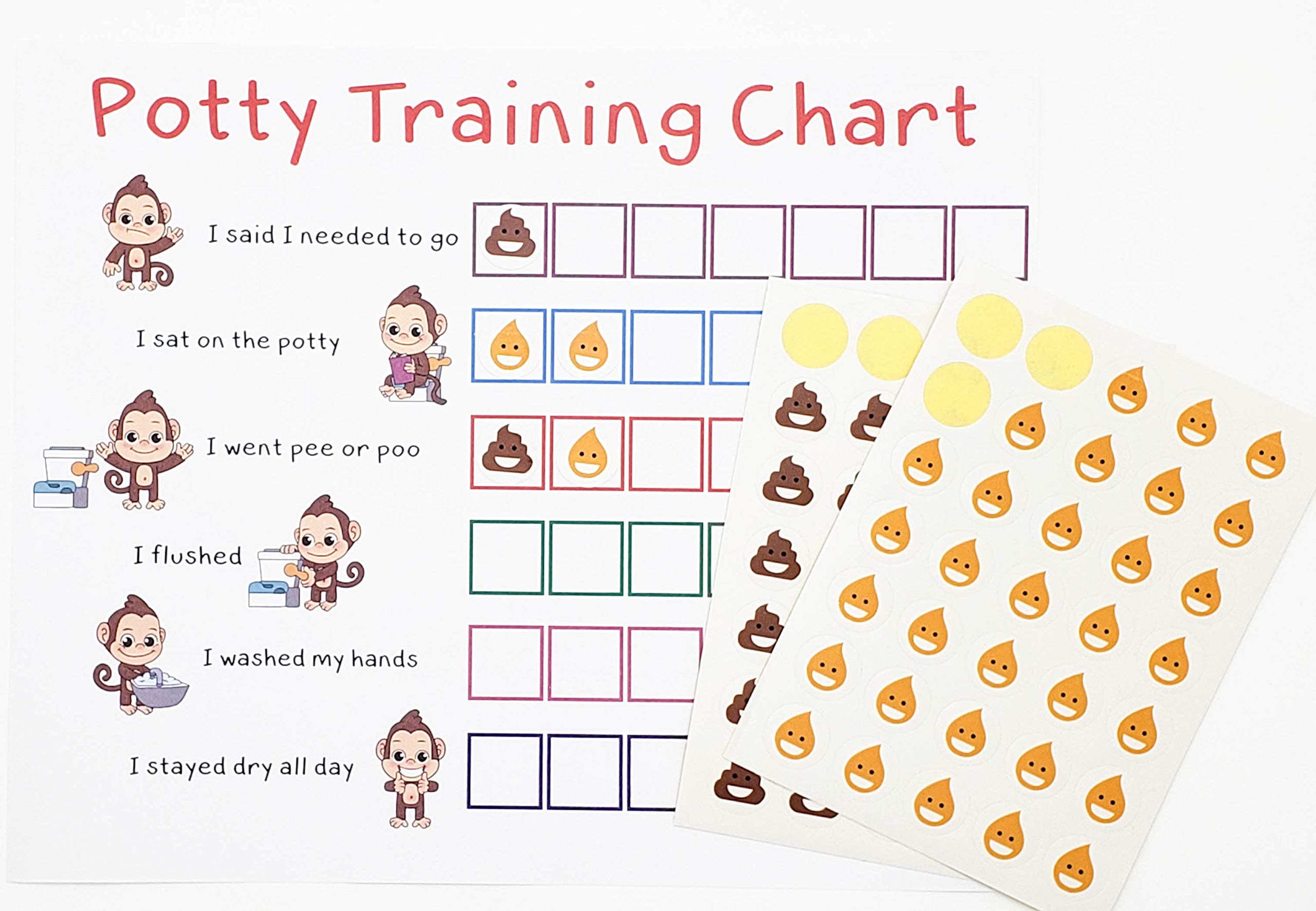 Potty Training Sticker Chart Reward- Monkey Design for Toddler Girls ...