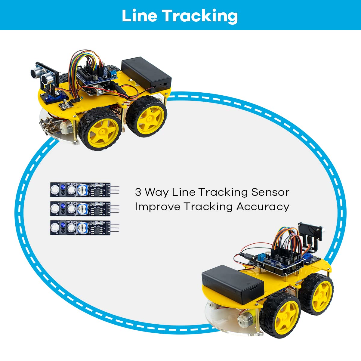 LAFVIN Smart Robot Car Kit Include Ultrasonic Sensor,R3 Board Compatible with Arduino IDE with ...
