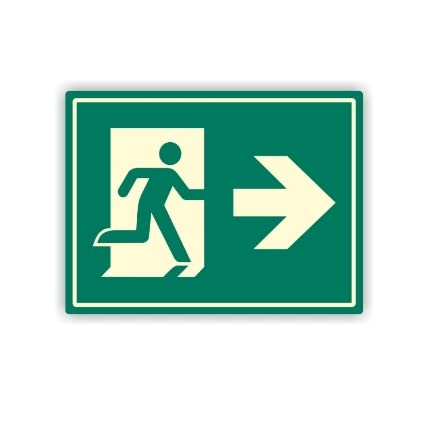 Photoluminescent exit sign - Mini Running Man Exit Symbol Right Arrow ...