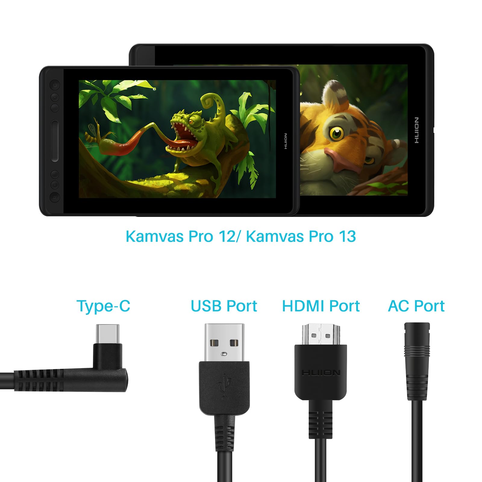 HUION 3-in-1 Cable for KAMVAS Pro 12/13/16 Graphics Drawing Monitor ...