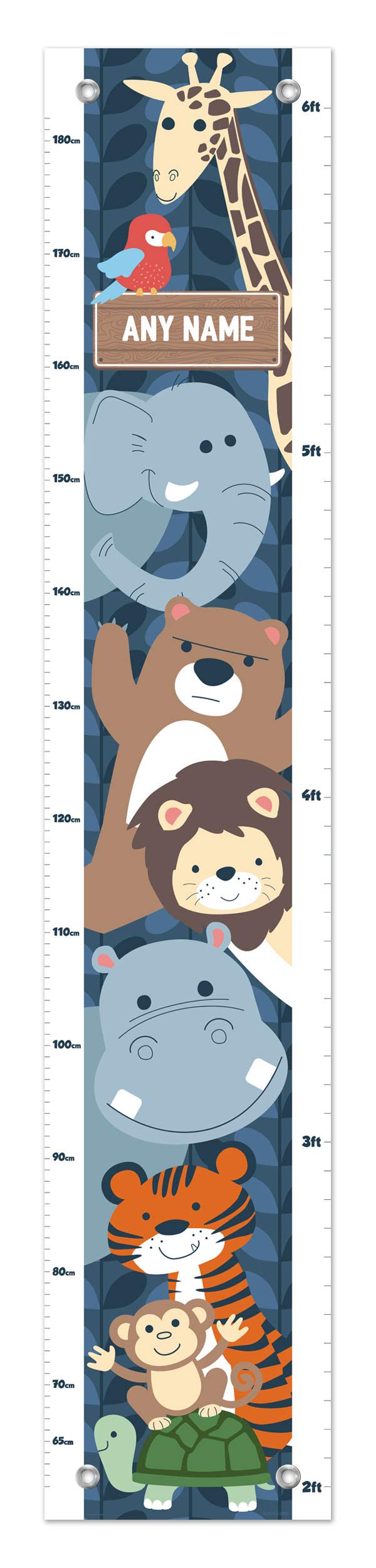 Wild Animals Growth Chart Any Name Safari Growth Chart for Kids Height ...