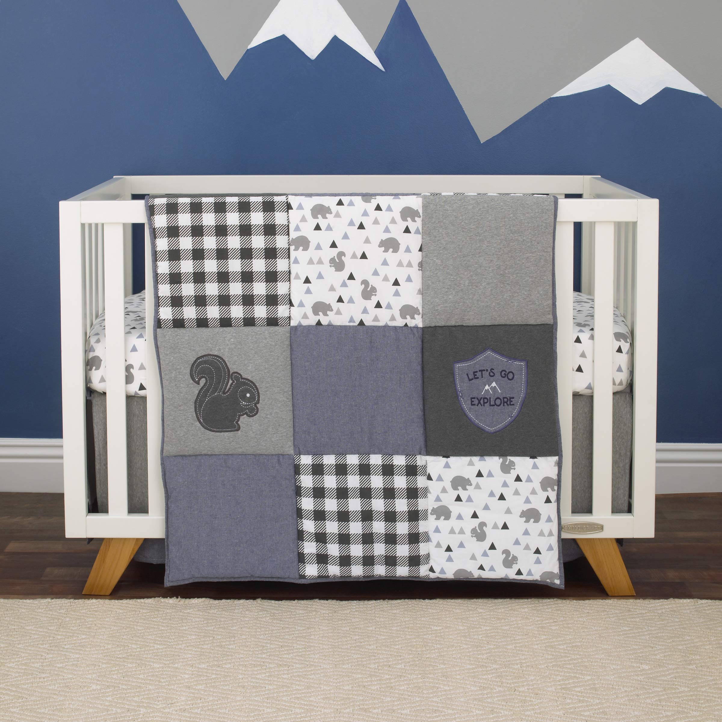 NoJo Mountain Patchwork - Grey, Denim, Slate Blue, Charcoal 4 Piece ...
