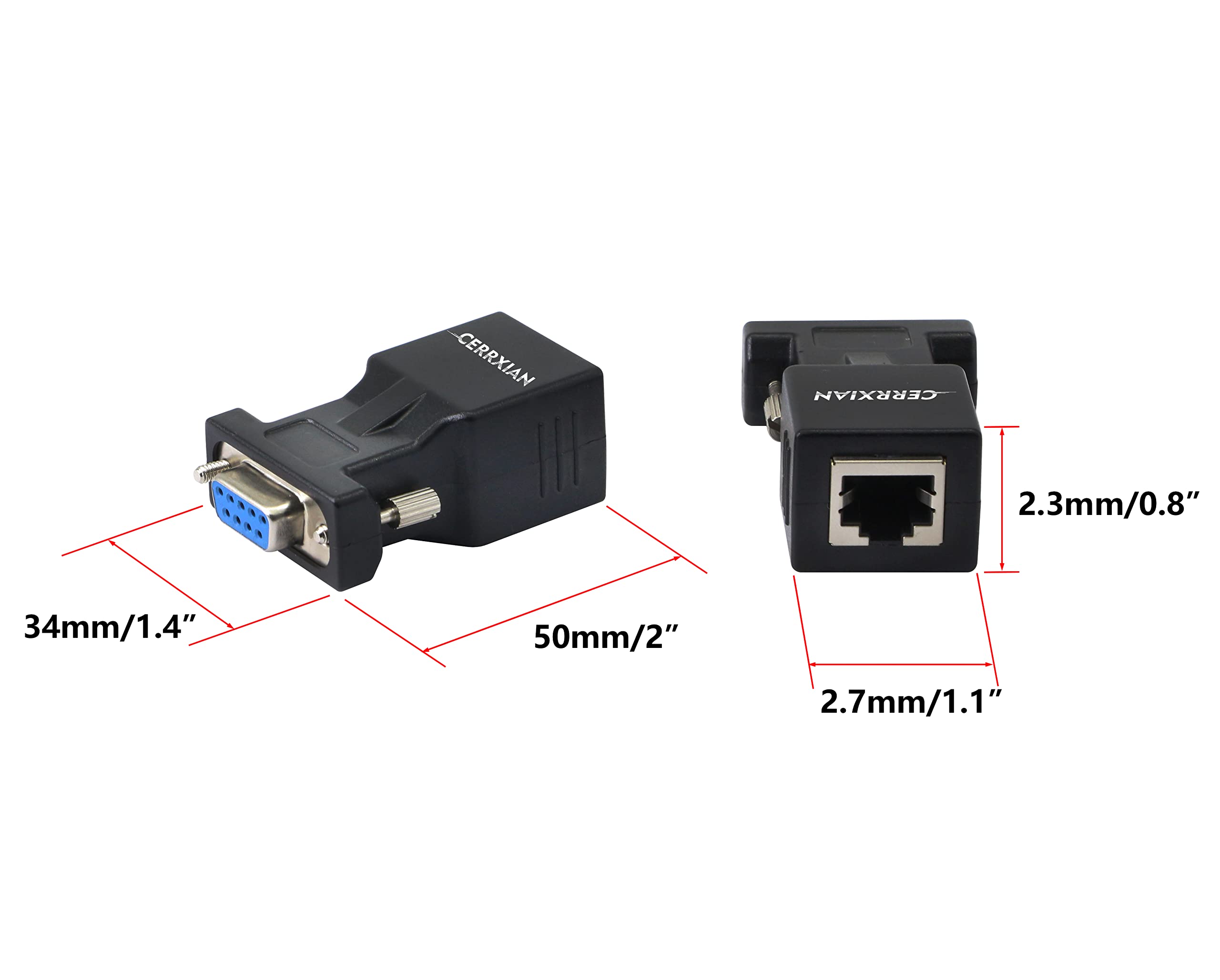 CERRXIAN DB9 RS232 Male & Female to RJ45 Female COM Port to LAN ...